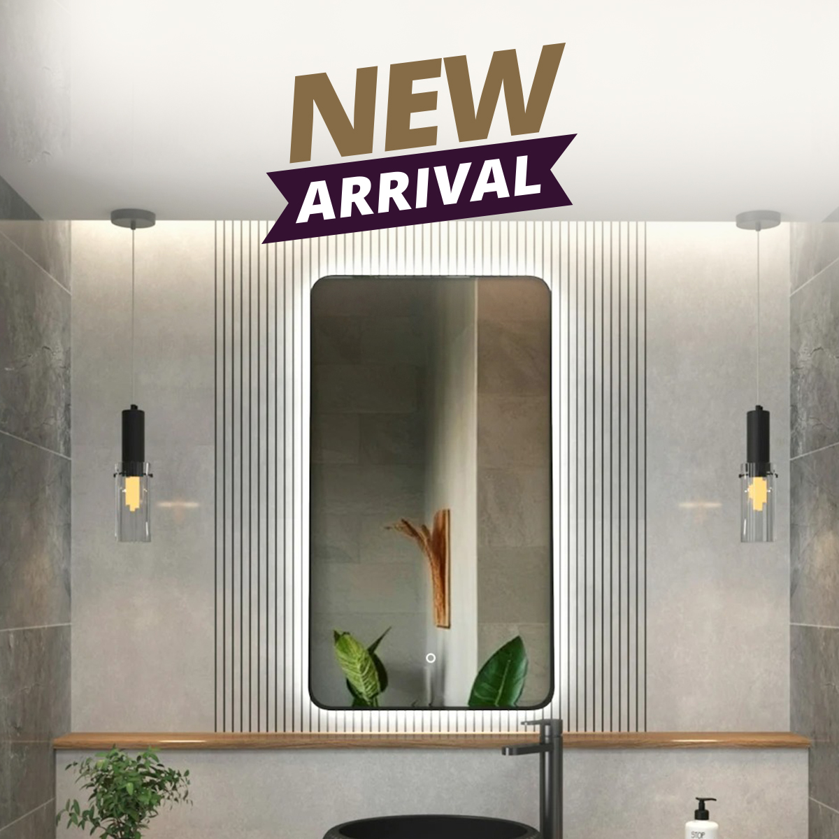 Elite 450 x 900mm Chrome Frontlit LED Illuminated Framed Capsule Mirror ...