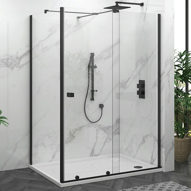 Luxor 900 × 450mm Matt Black Framed Capsule Mirror with LED Within ...