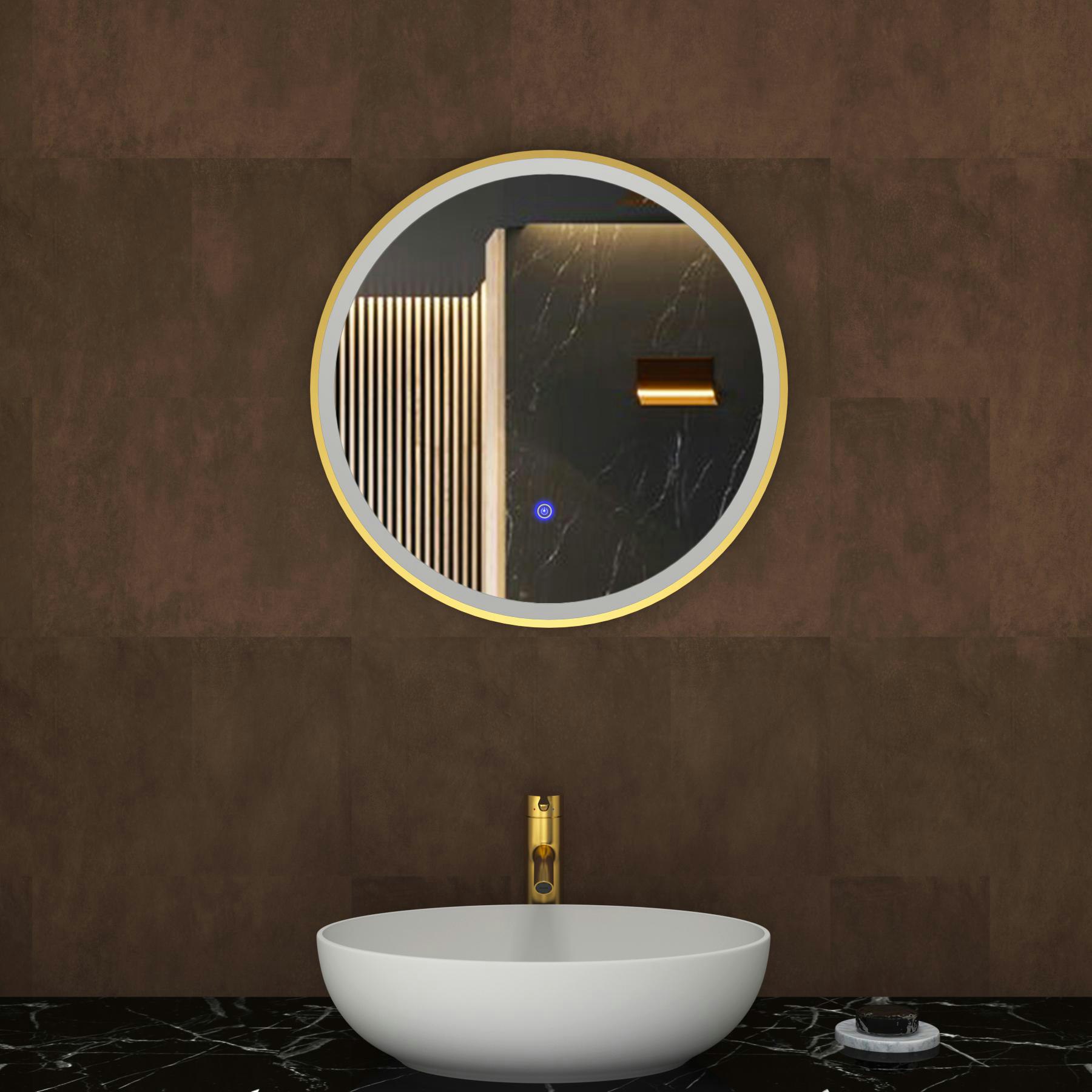 Capri 600 x 600mm Round LED Illuminated Framed Mirror with Touch Sensor ...