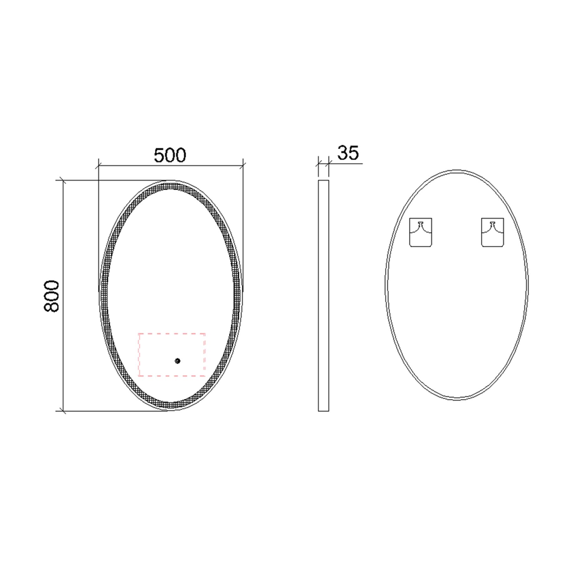 Capri 500 x 800mm Oval Front Lit LED Framed Mirror with Touch Sensor ...