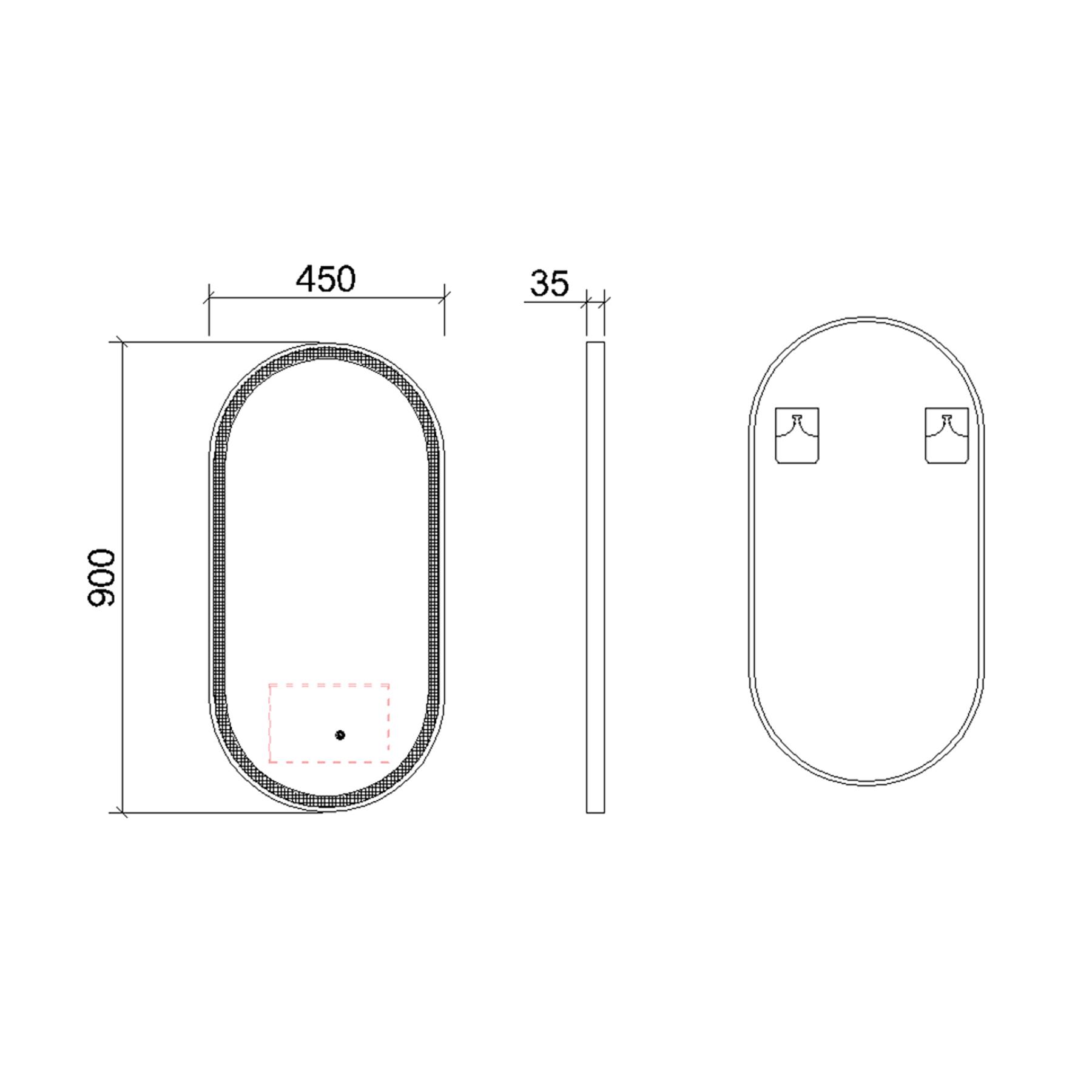 Elite 450 x 900mm Chrome LED Framed Capsule Mirror with Demister Pad ...