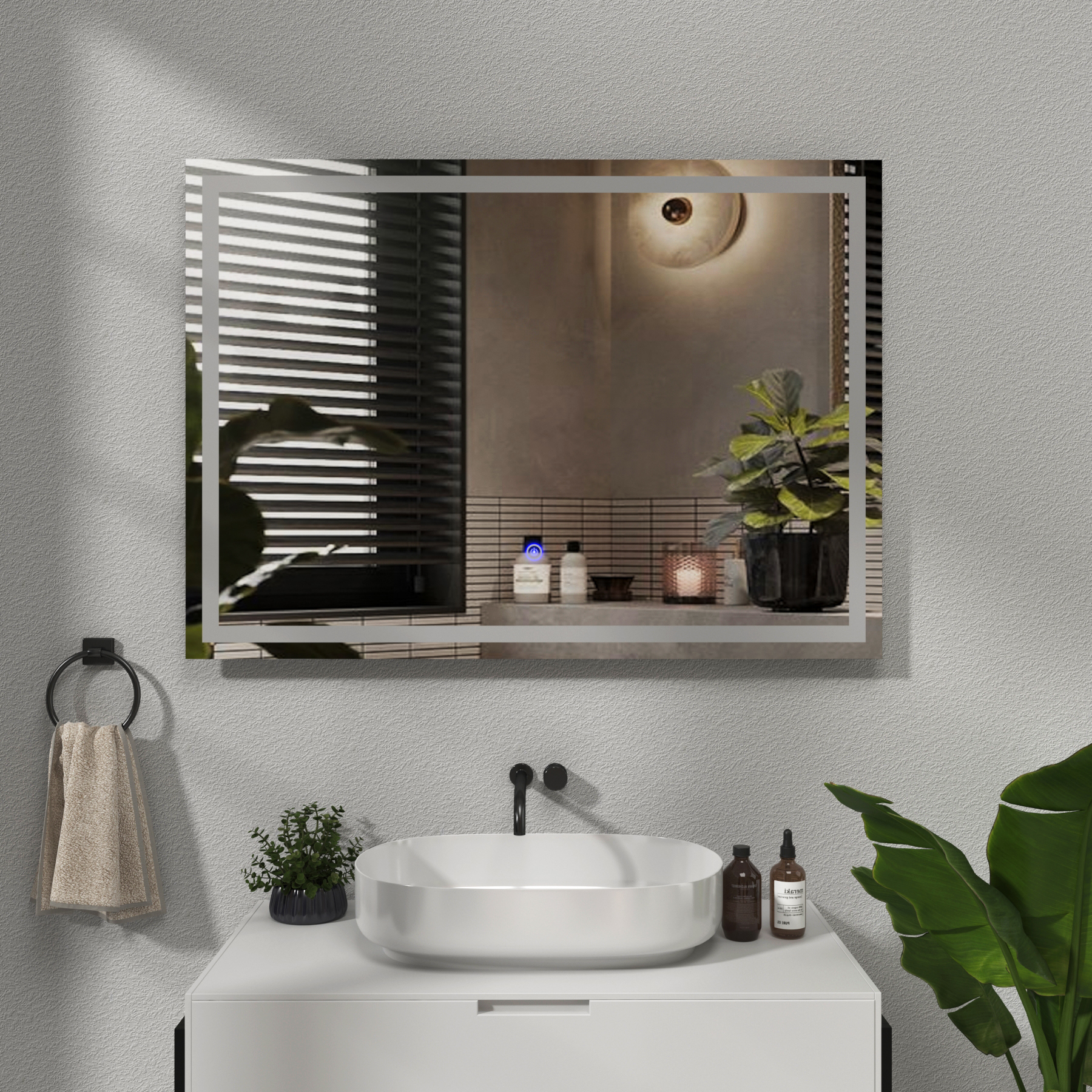 Solara 800 x 600mm Frameless Rectangular LED Illuminated Mirror - Anti ...