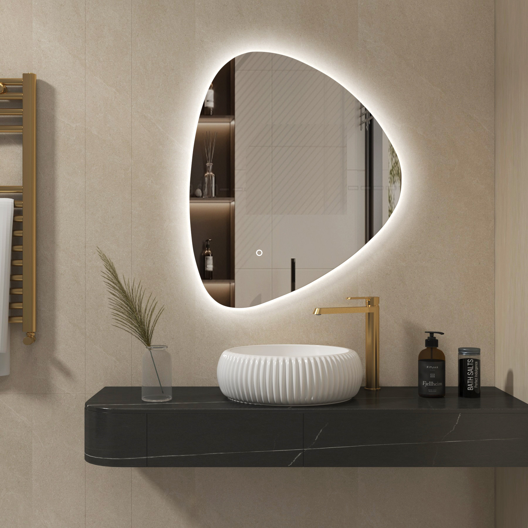 Orion 550 x 800mm Backlit Pebble Frameless LED Illuminated Bathroom ...
