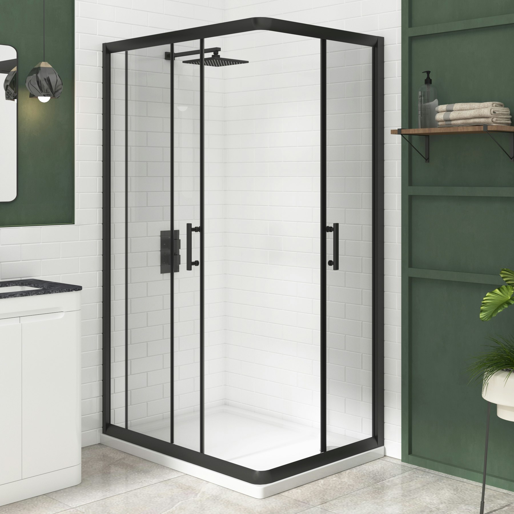 Milan Matt Black Rectangular Corner Entry Shower Enclosure 6mm