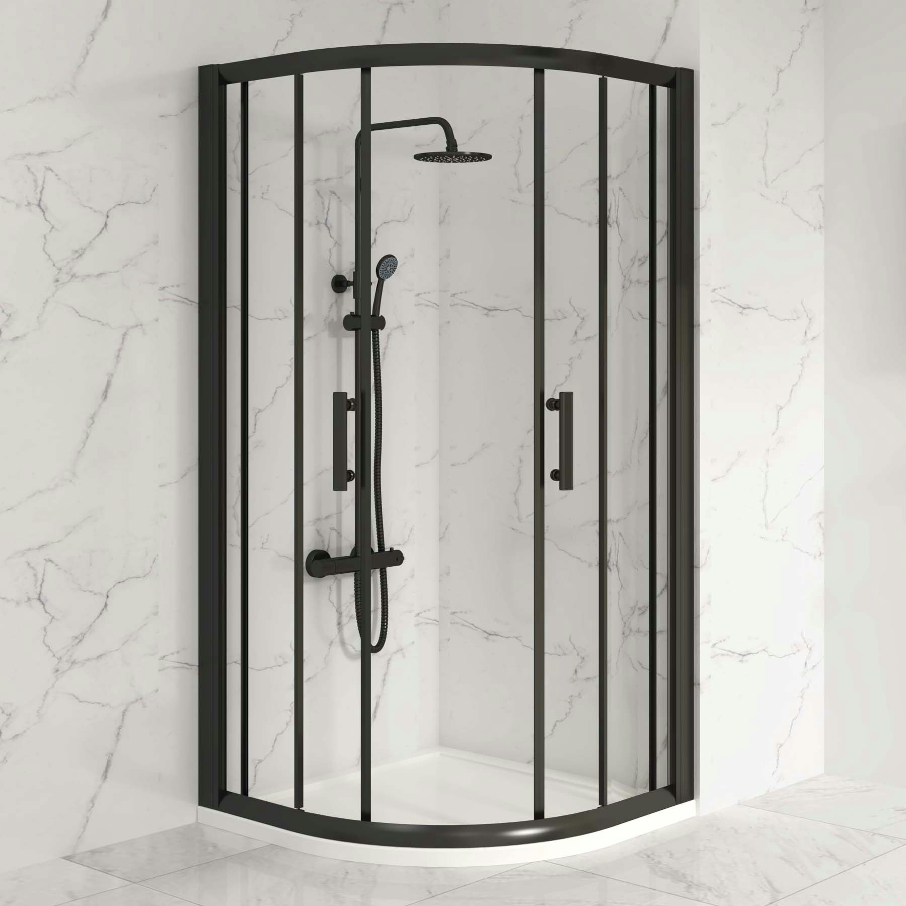 Milan 800 X 800mm Quadrant Shower Enclosure 6mm Double Sliding Doors