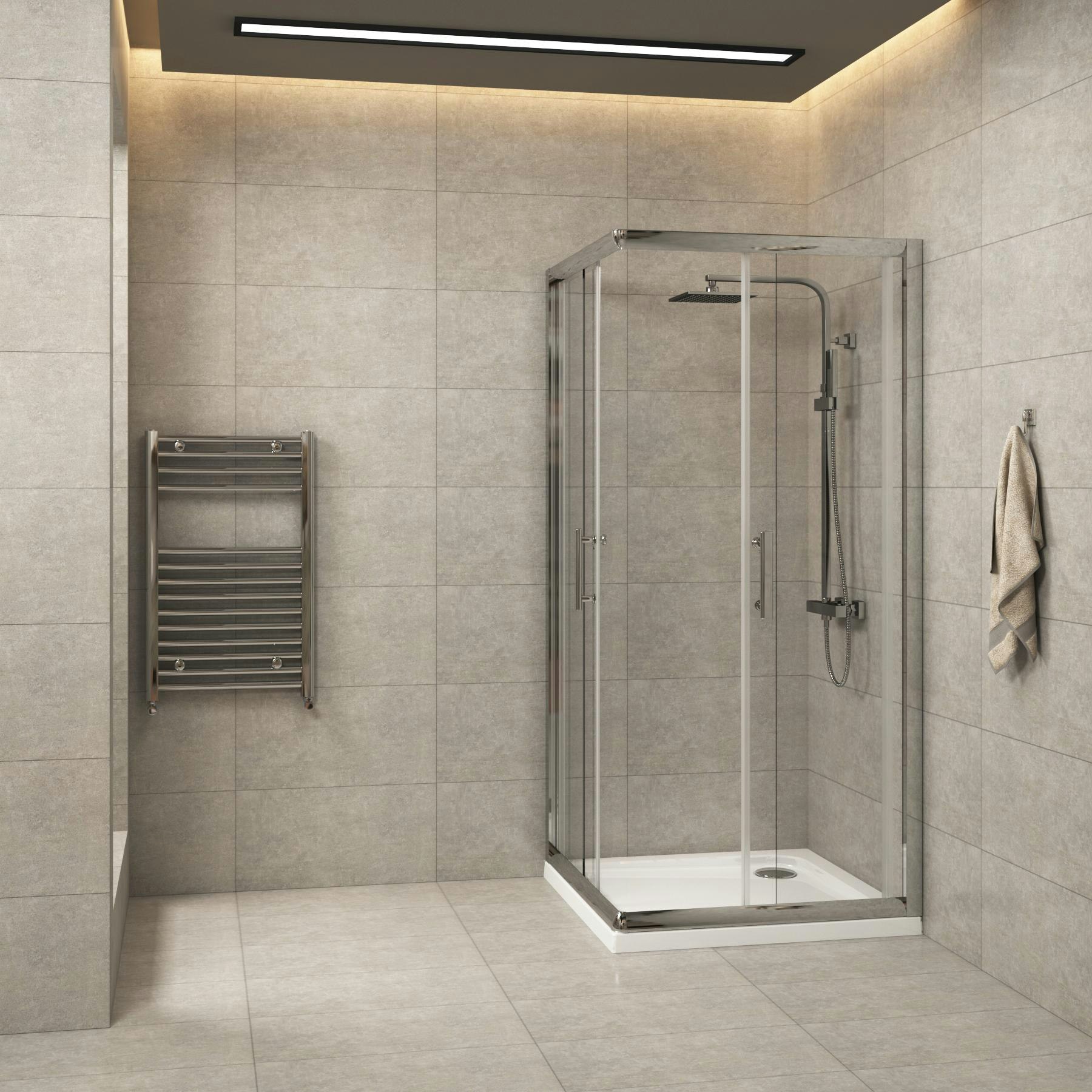 Plaza Square Corner Entry Shower Enclosure - 6mm Sliding Door | Royal ...