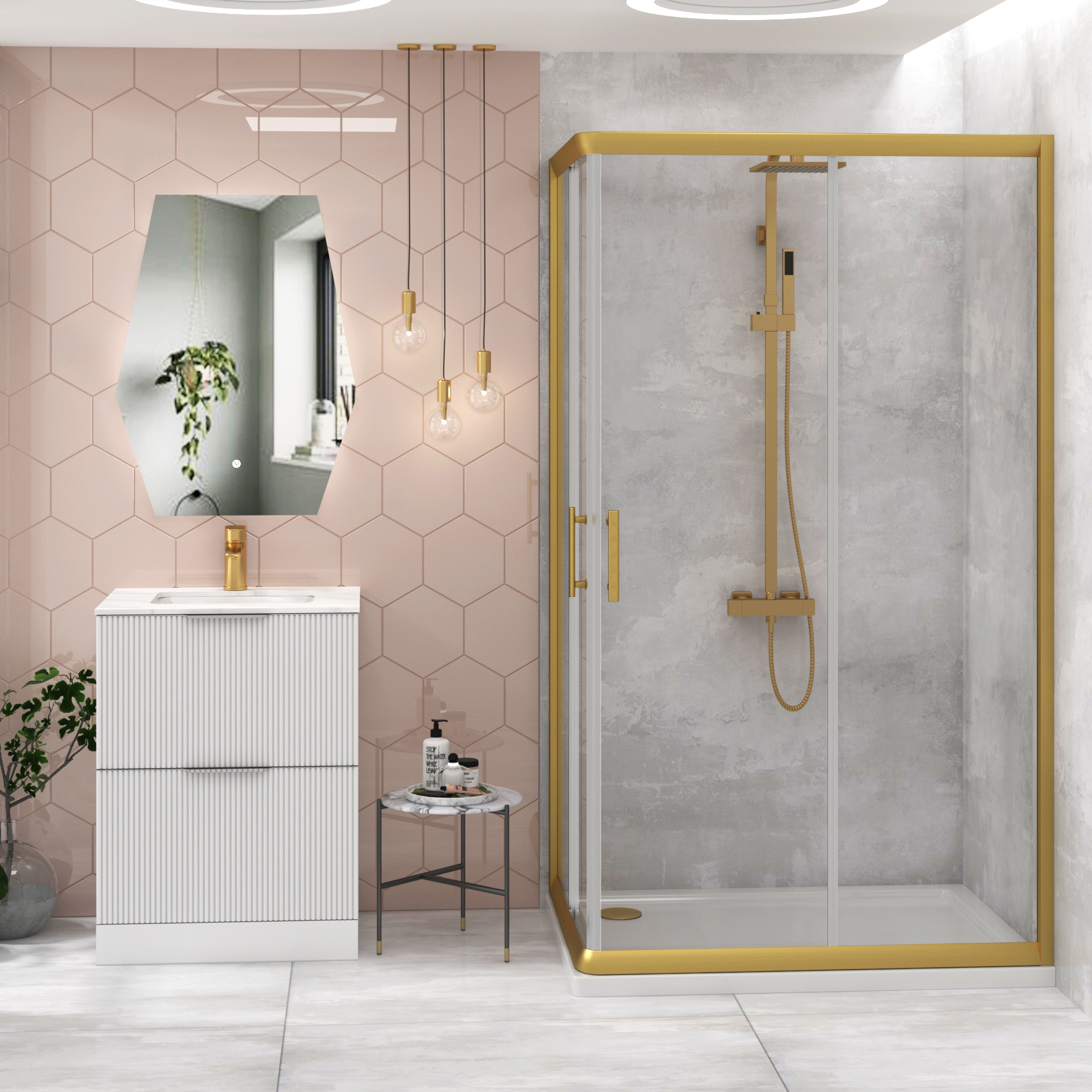 Venice Brushed Brass Rectangular Corner Entry Shower Enclosure - 6mm ...
