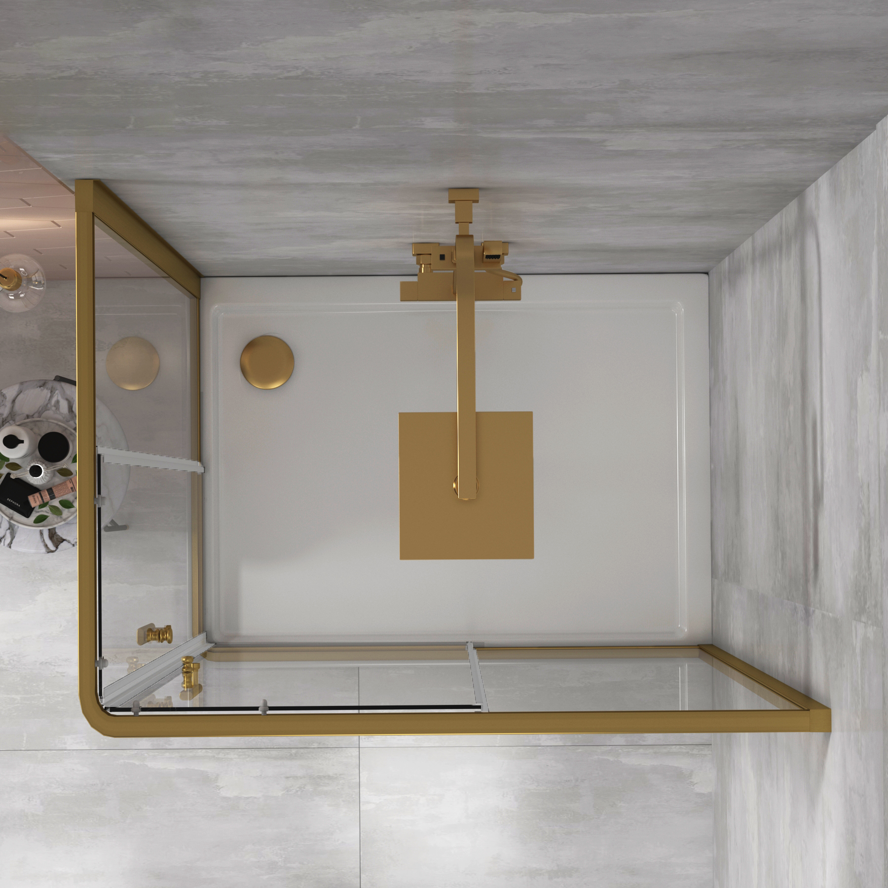 Venice Brushed Brass Rectangular Corner Entry Shower Enclosure - 6mm ...