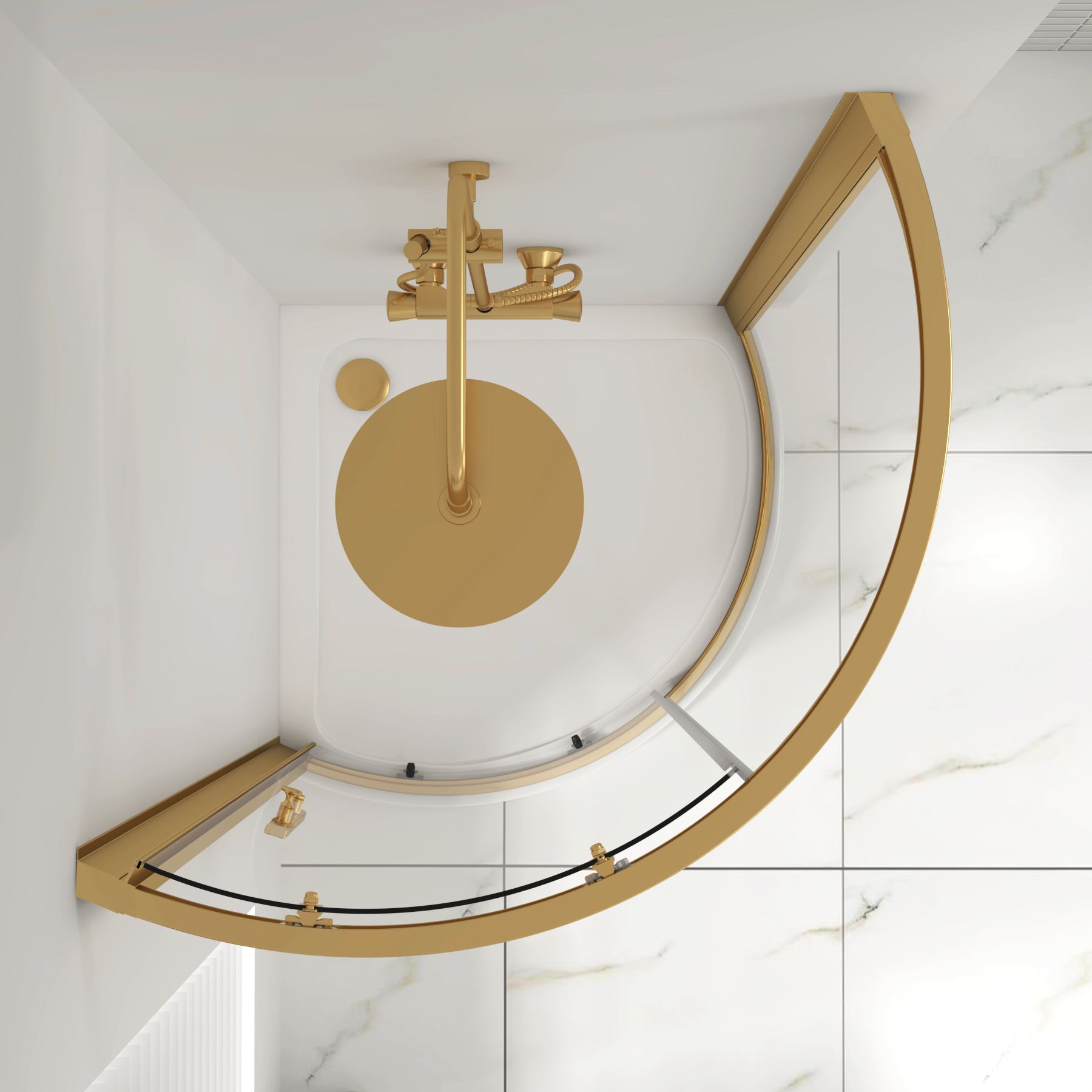 Lustre 6mm Single Door Brushed Brass Quadrant Shower Enclosure with ...