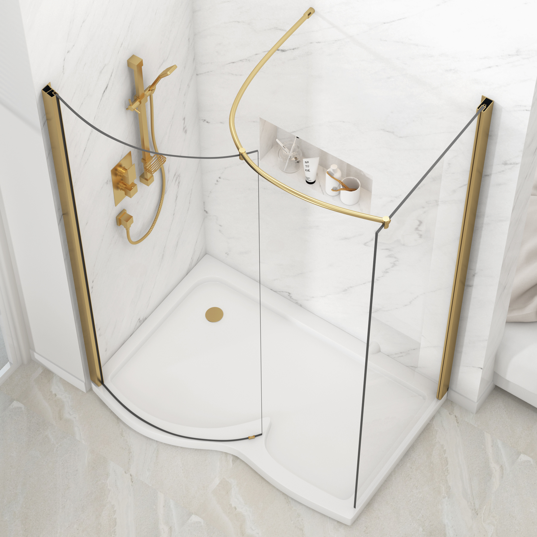 Milan 1400 x 900mm Curved Walk In Enclosure 8mm Glass + RH Tray ...