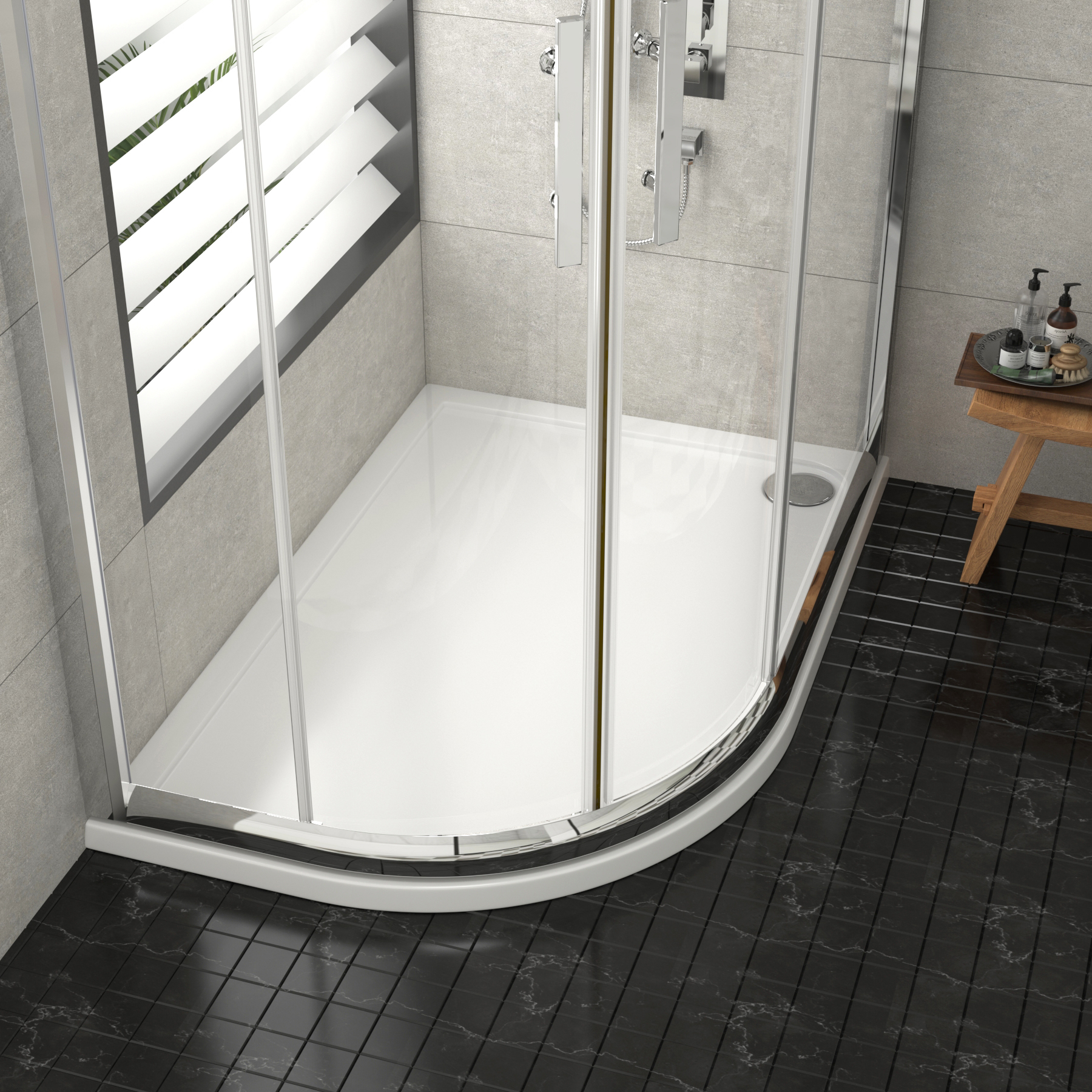 Hudson Reed Left Handed Offset Quadrant Pearlstone Shower Tray 1200 x ...