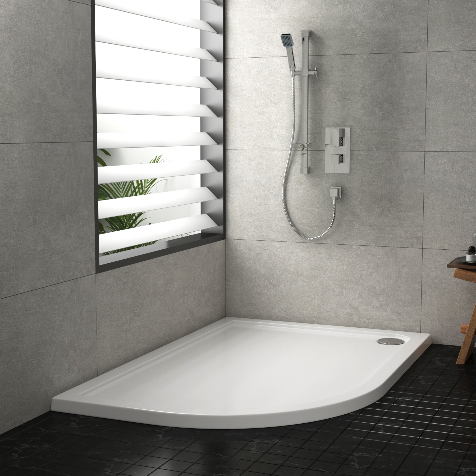 Hudson Reed Left Handed Offset Quadrant Pearlstone Shower Tray 1200 x ...