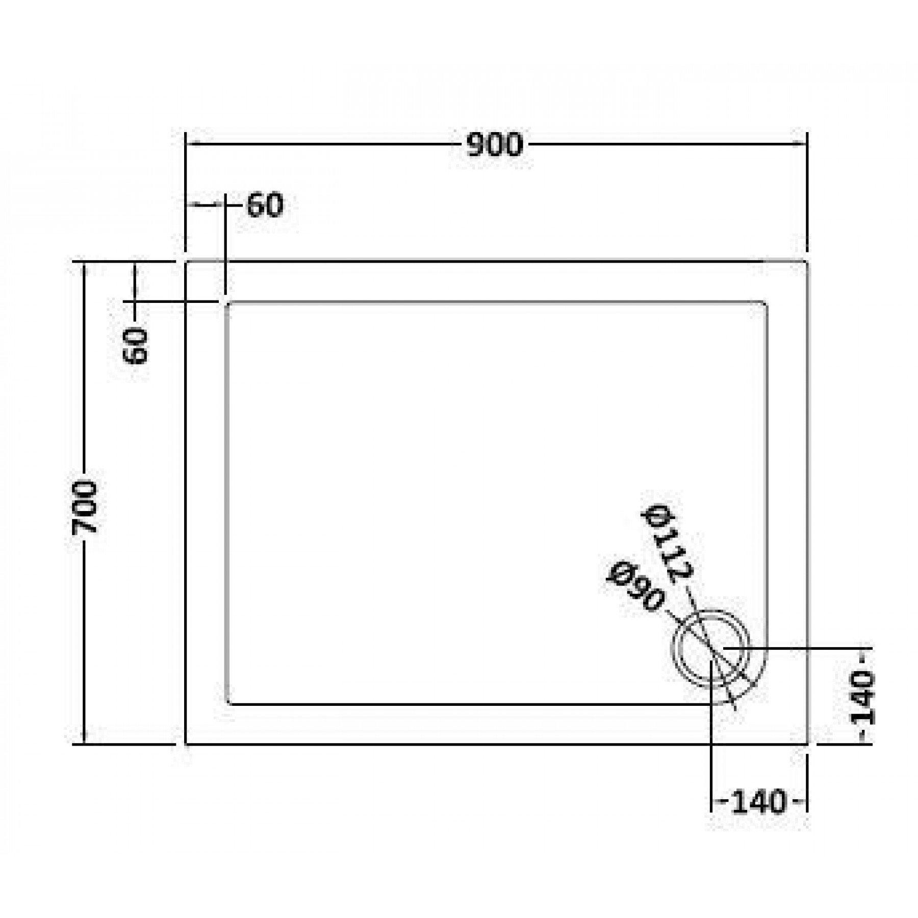 Hudson Reed Rectangular 900 x 700 x 40 Pearlstone Shower Tray with ...