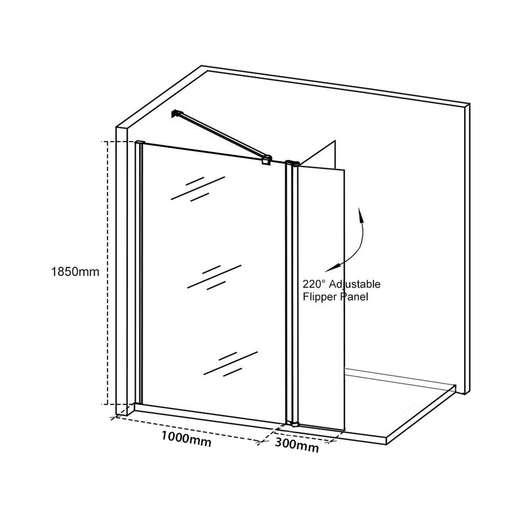 8mm Marbella 1000mm Wet Room Walk In Shower Screen + Flipper Panel ...