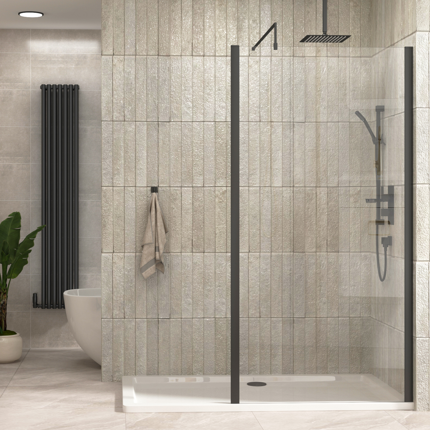 8mm Marbella Wet Room Shower Screen Outer Framed Easy Clean Glass ...