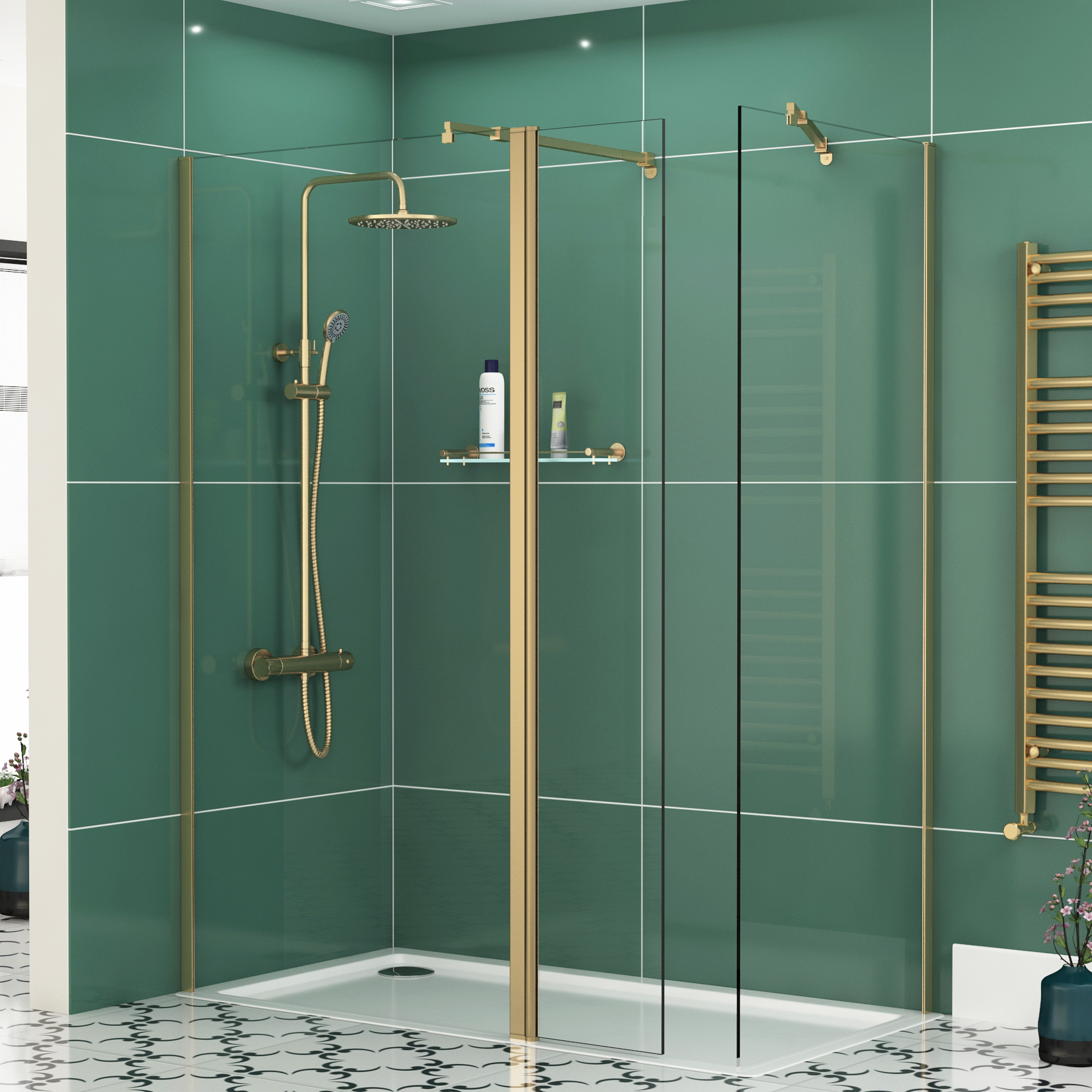 8mm 1100 x 700mm Walk In Shower Enclosure with Shower Tray + Flipper ...