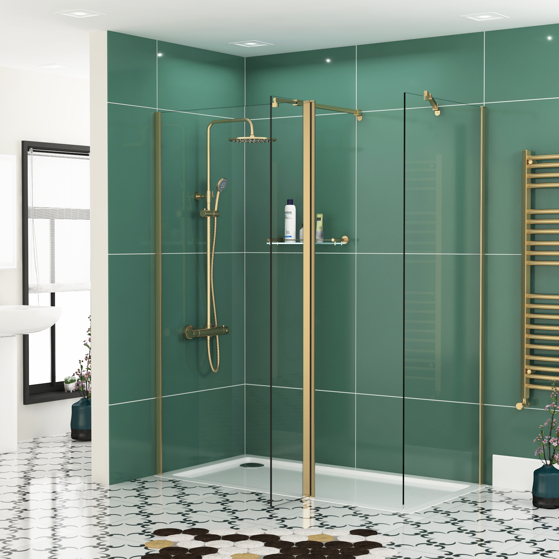 8mm 1200 x 760mm Walk In Shower Enclosure with Shower Tray + Flipper ...