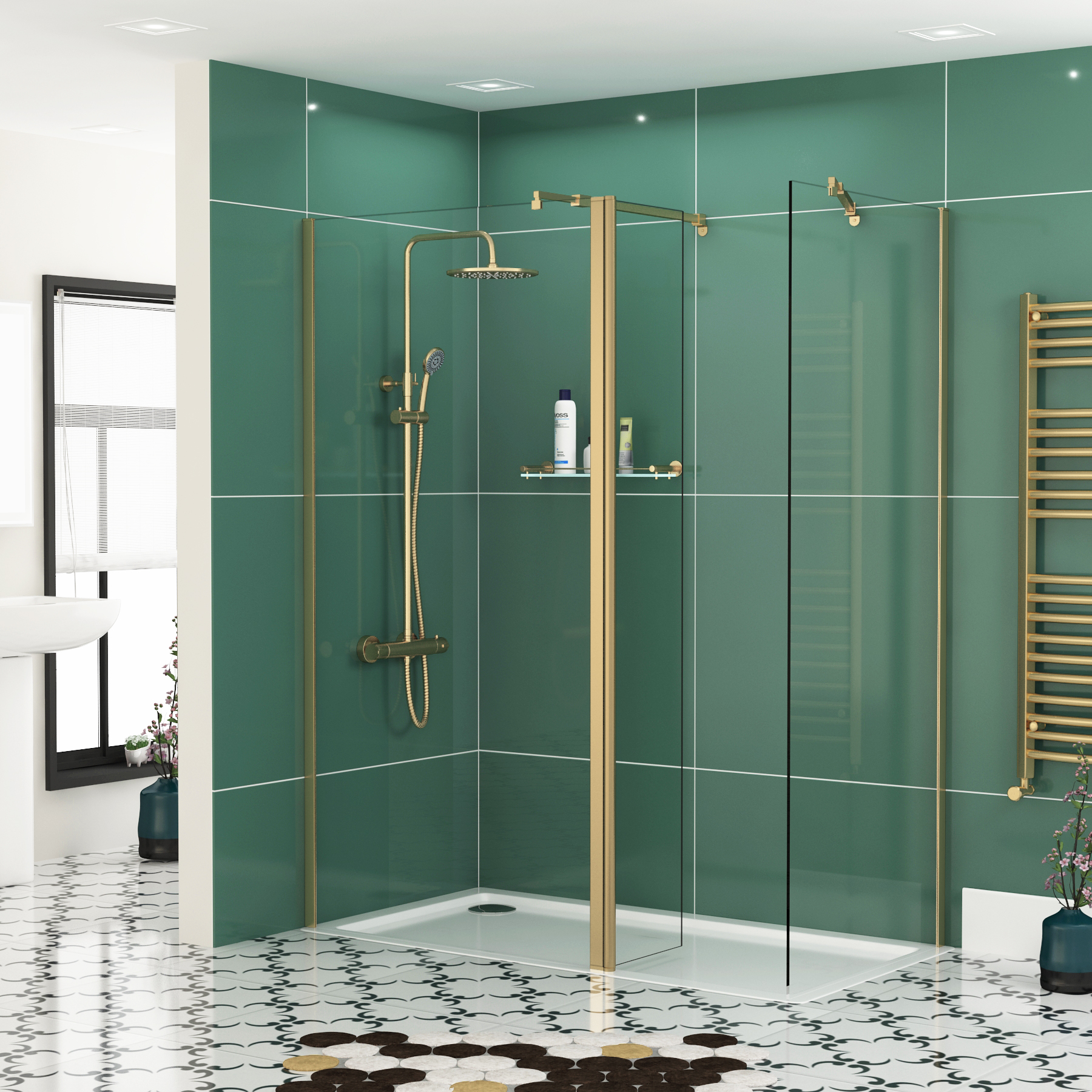 8mm 1100 x 700mm Walk In Shower Enclosure with Shower Tray + Flipper ...
