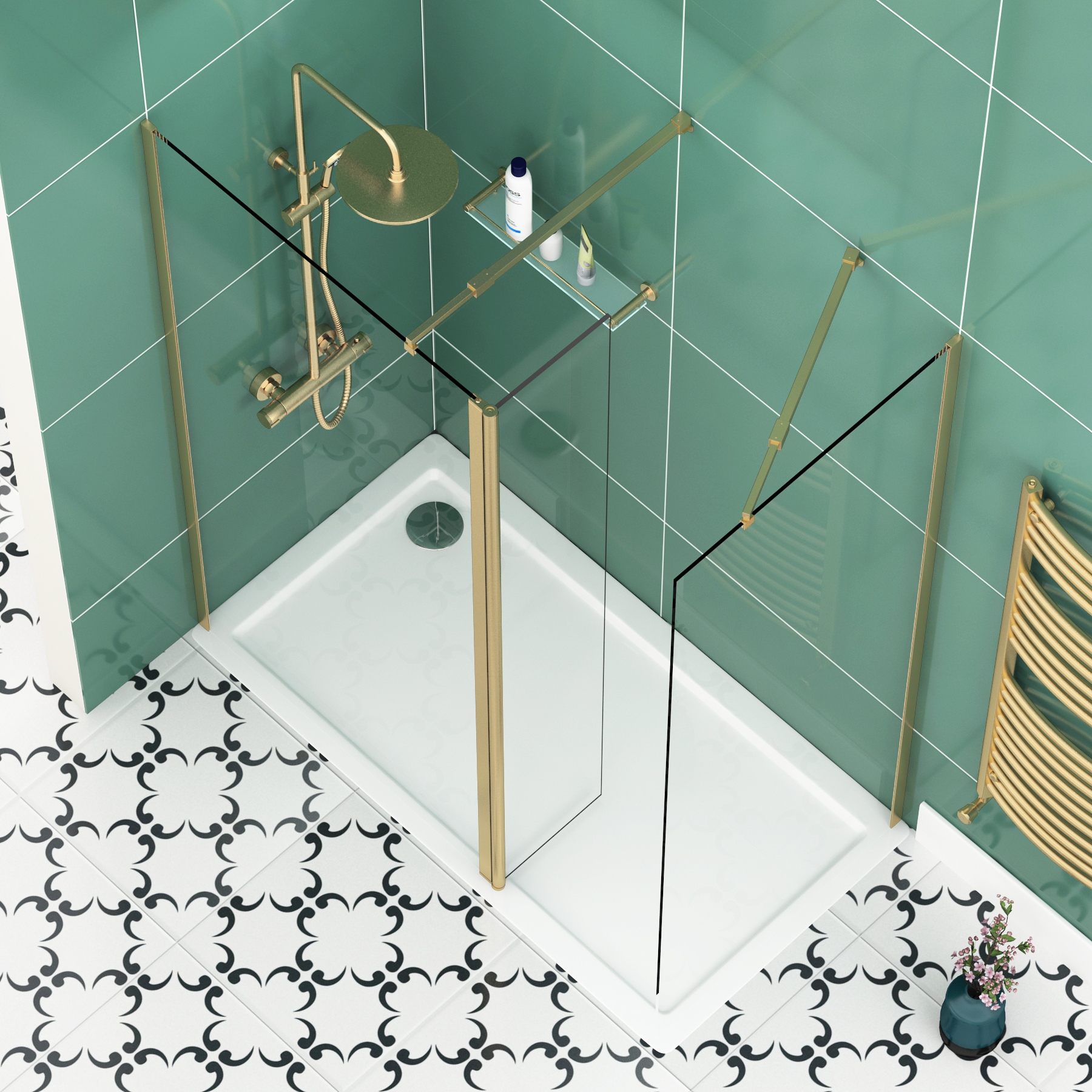 8mm 1100 x 700mm Walk In Shower Enclosure with Shower Tray + Flipper ...