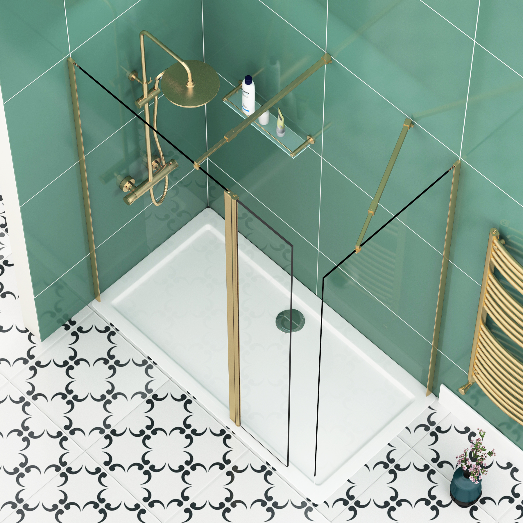 8mm 1700 x 700mm Walk In Shower Enclosure with Shower Tray + Flipper ...