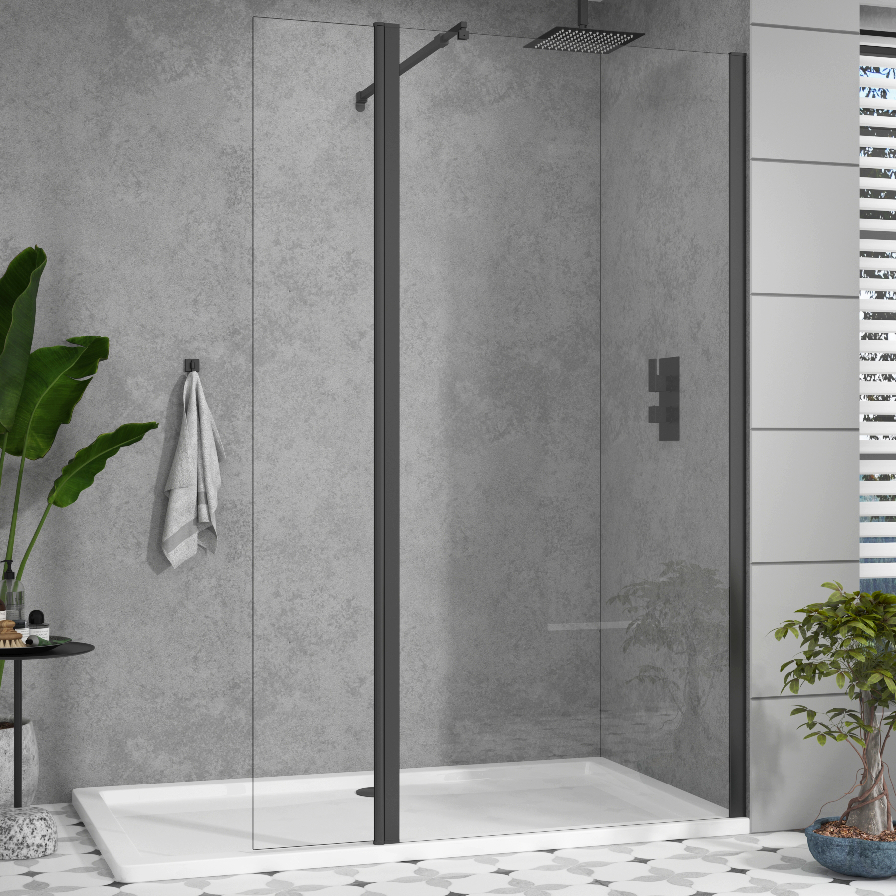 8mm Marbella 800mm Wet Room Walk In Shower Screen + Flipper Panel ...