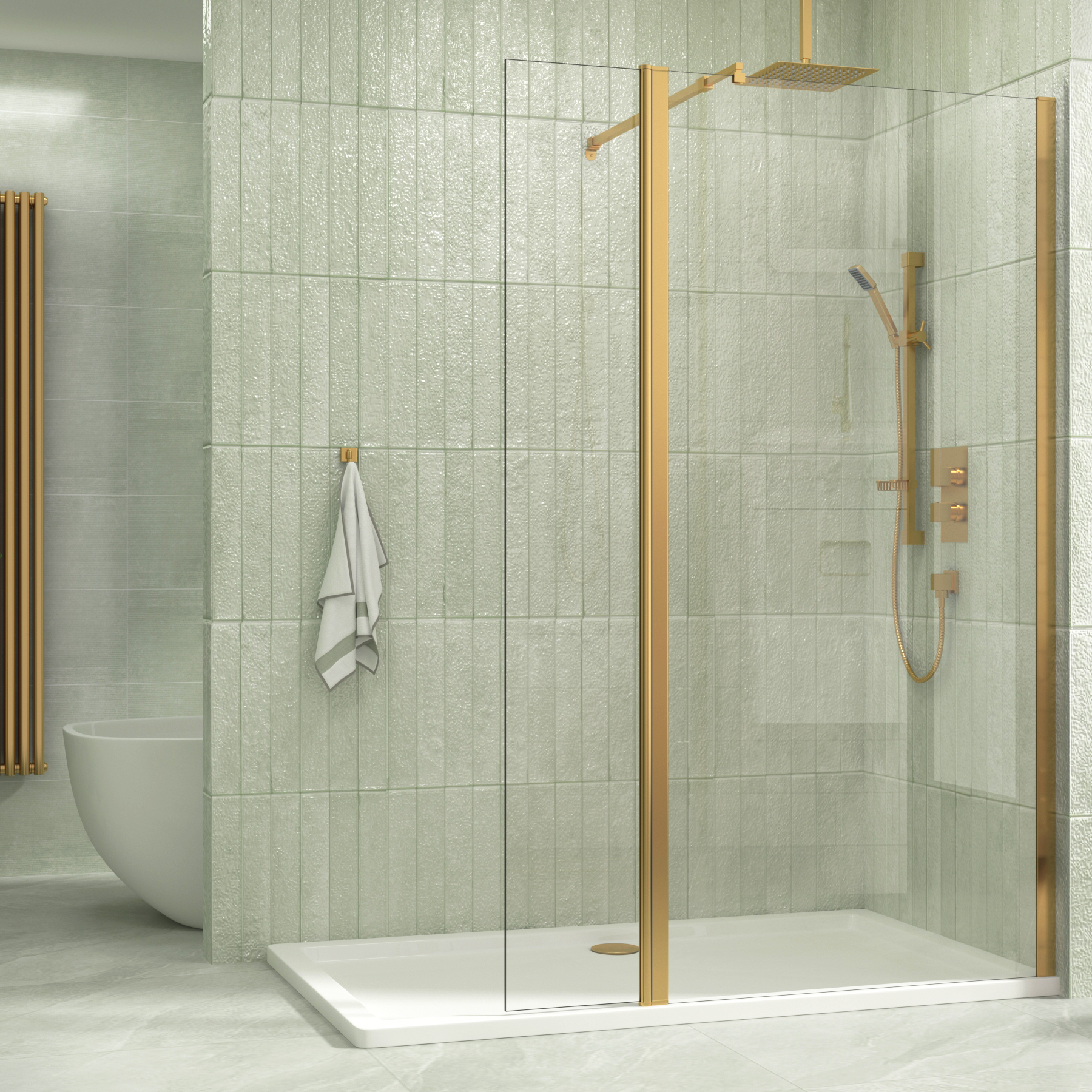 8mm Marbella Wet Room Walk In Shower Screen + Flipper Panel - Brushed ...