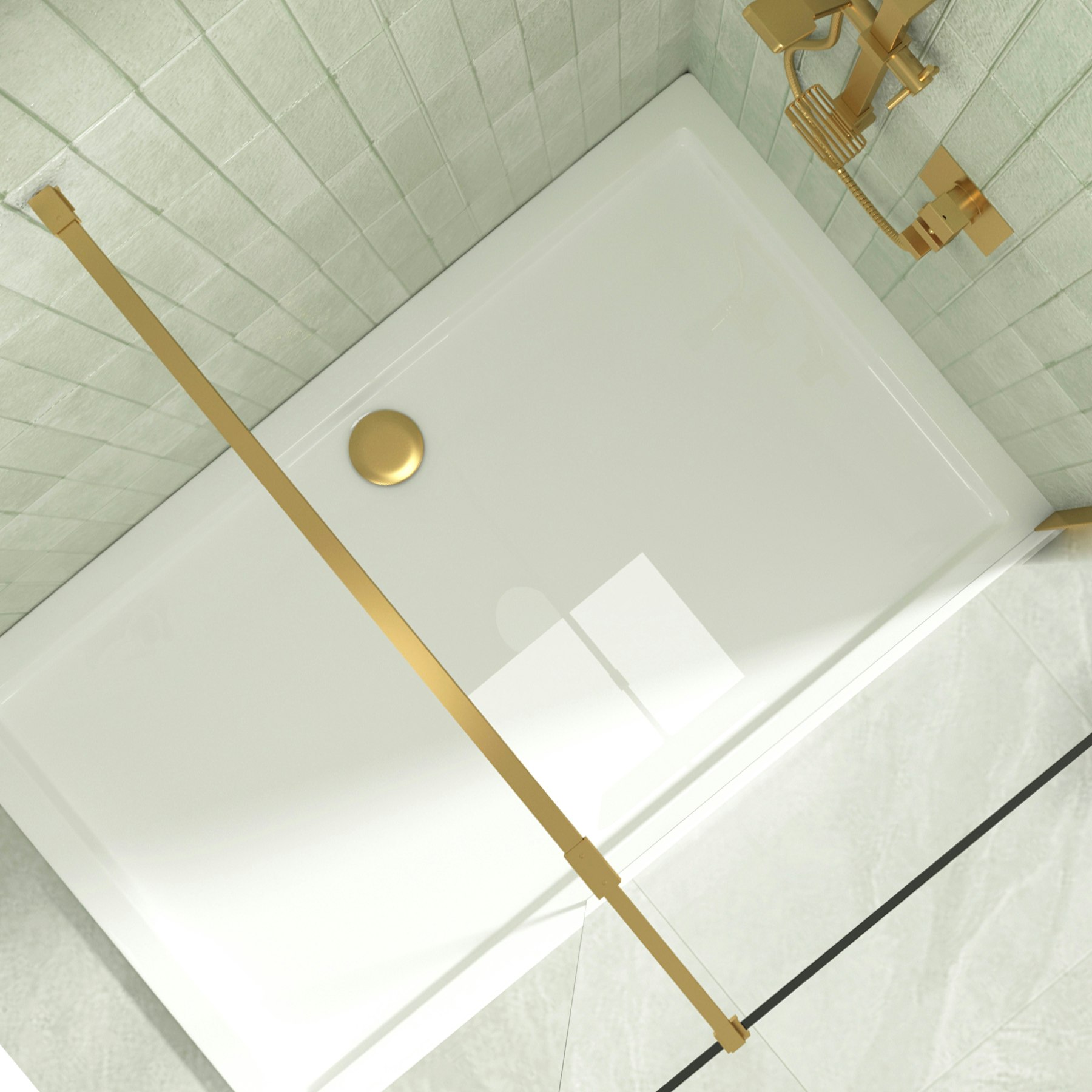 8mm Marbella Walk In Wet Room Shower Screen Easy Clean Glass Brushed