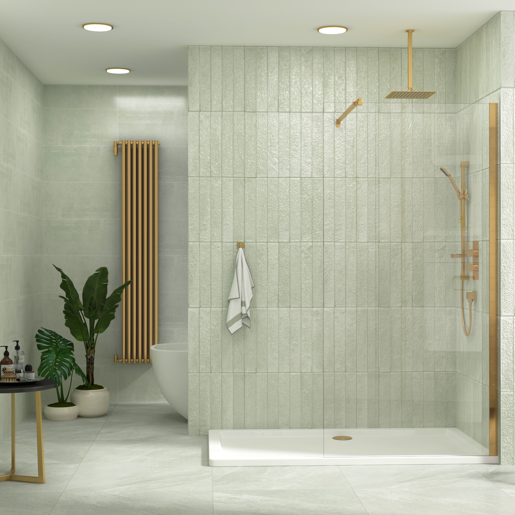 8mm Marbella Walk In Wet Room Shower Screen Easy Clean Glass - Brushed ...
