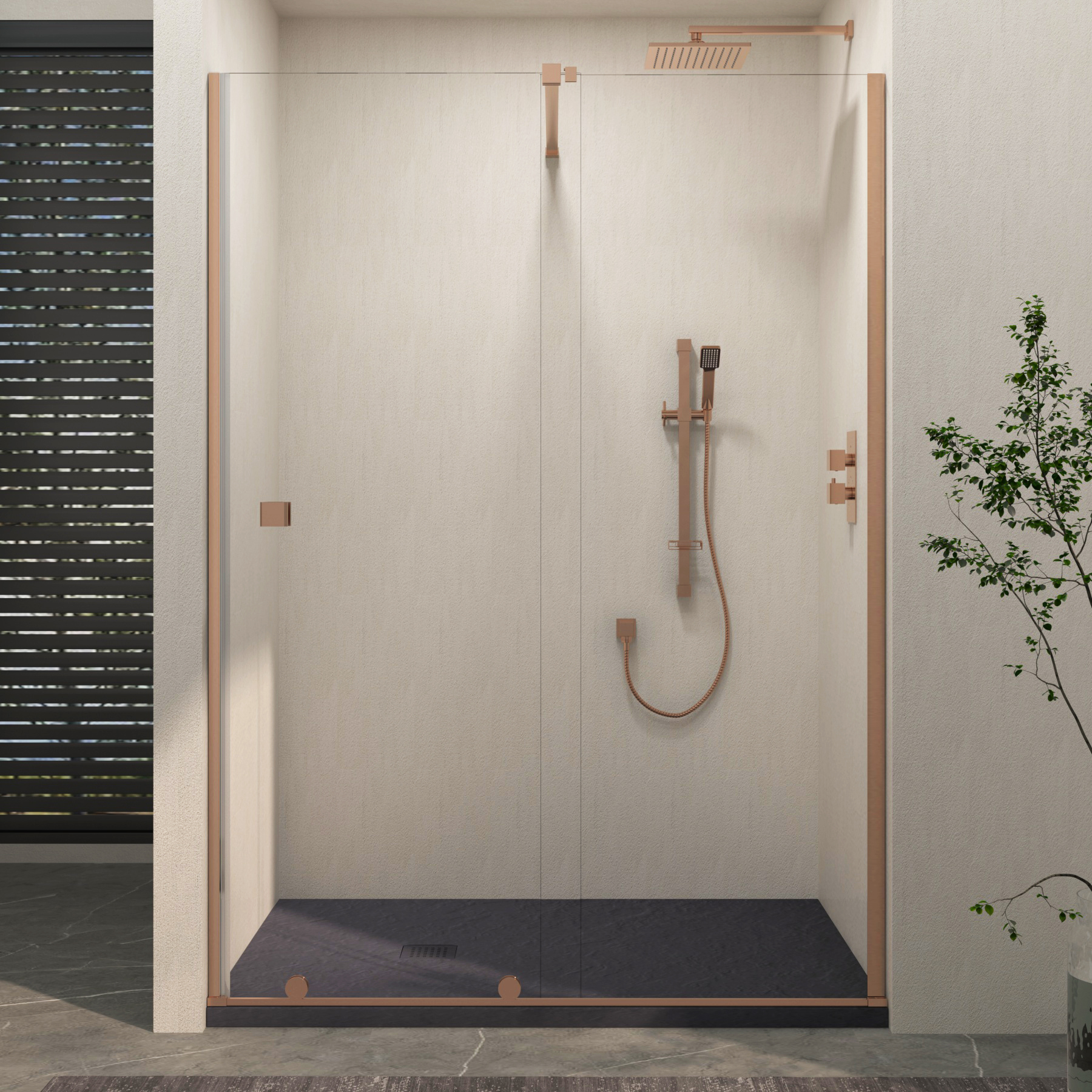 Luton 1000 x 800mm Recessed Sliding Shower Screen with Grey Slate ...