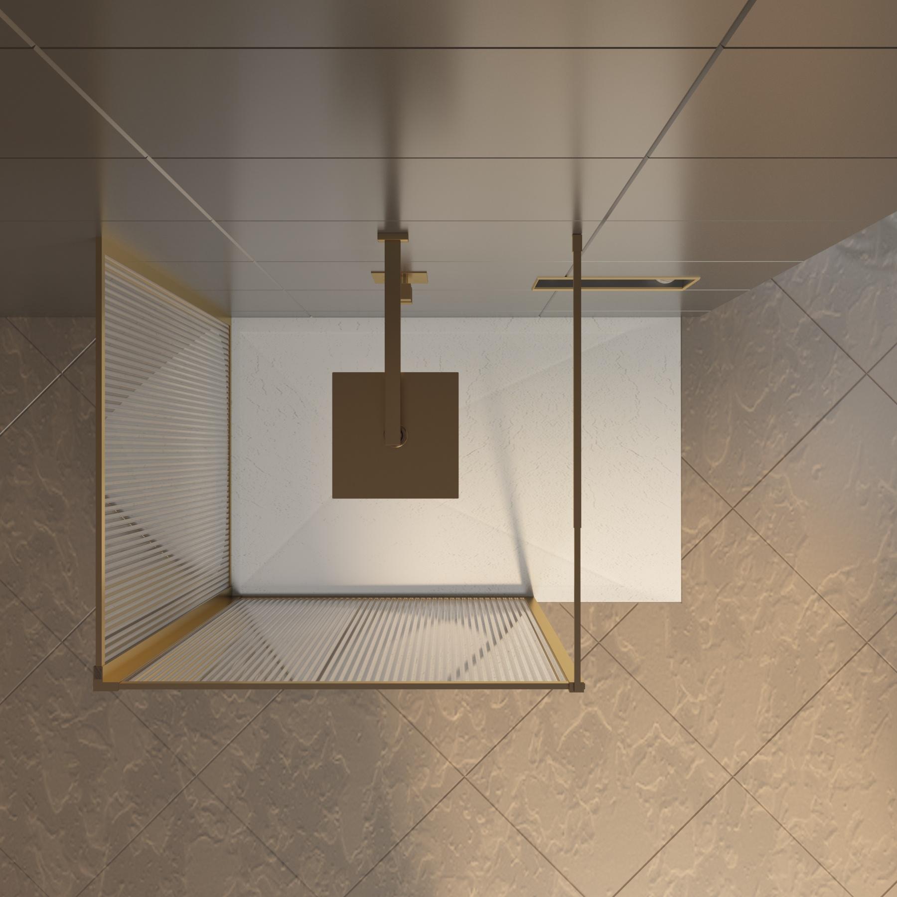 Luxor 2 Sided Walk In Fluted Shower Enclosure with Tray & Brushed Brass ...