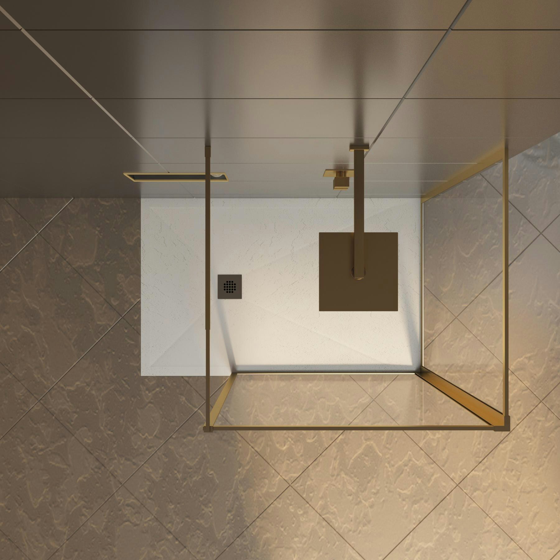 Luxor 2 Sided Walk In Shower Enclosure With Tray And Brushed Brass Frame