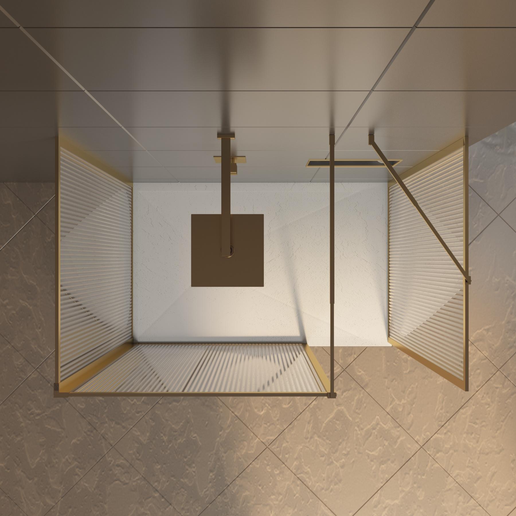 Luxor 3 Sided Walk In Fluted Shower Enclosure with Tray & Brushed Brass ...