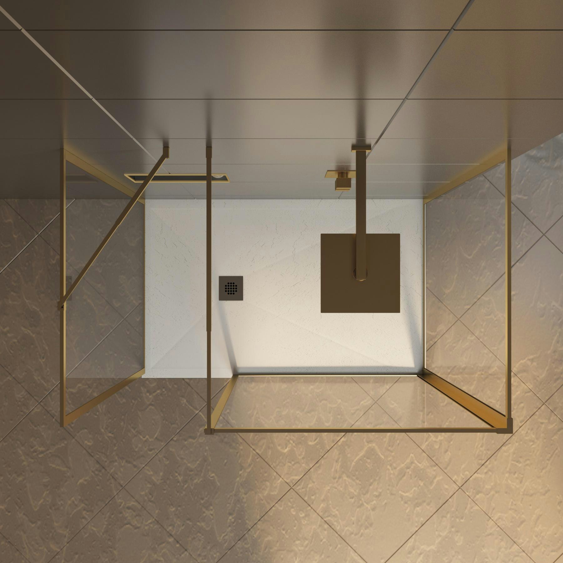 Luxor 3 Sided Walk In Shower Enclosure With Tray And Brushed Brass Frame
