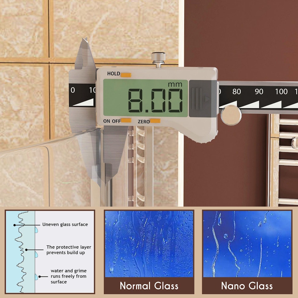 Luxor 1200mm Walk In Wet Room Fluted Shower Screen With Brushed Brass