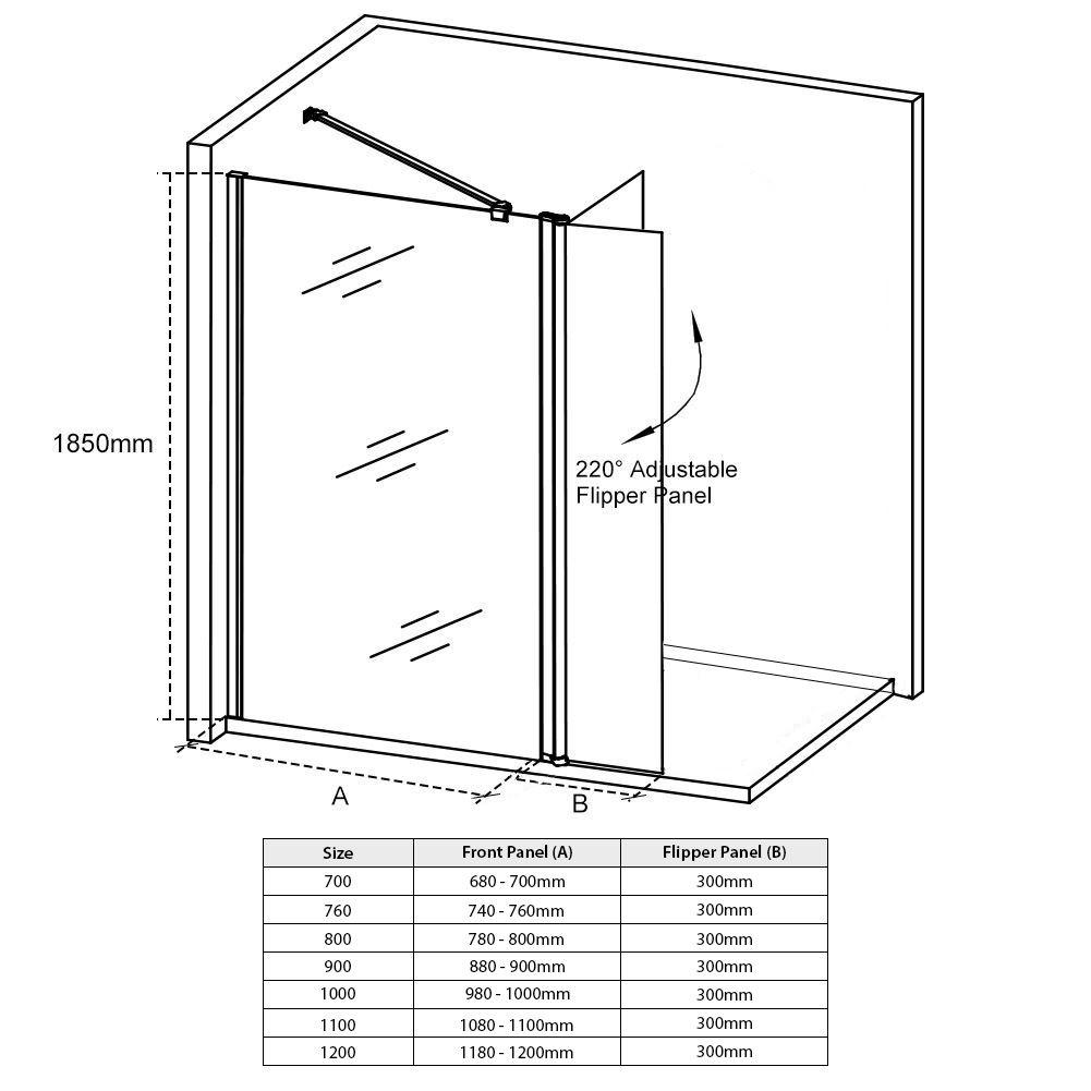 8mm Marbella Wet Room Walk In Shower Screen + Flipper Panel - Easy ...
