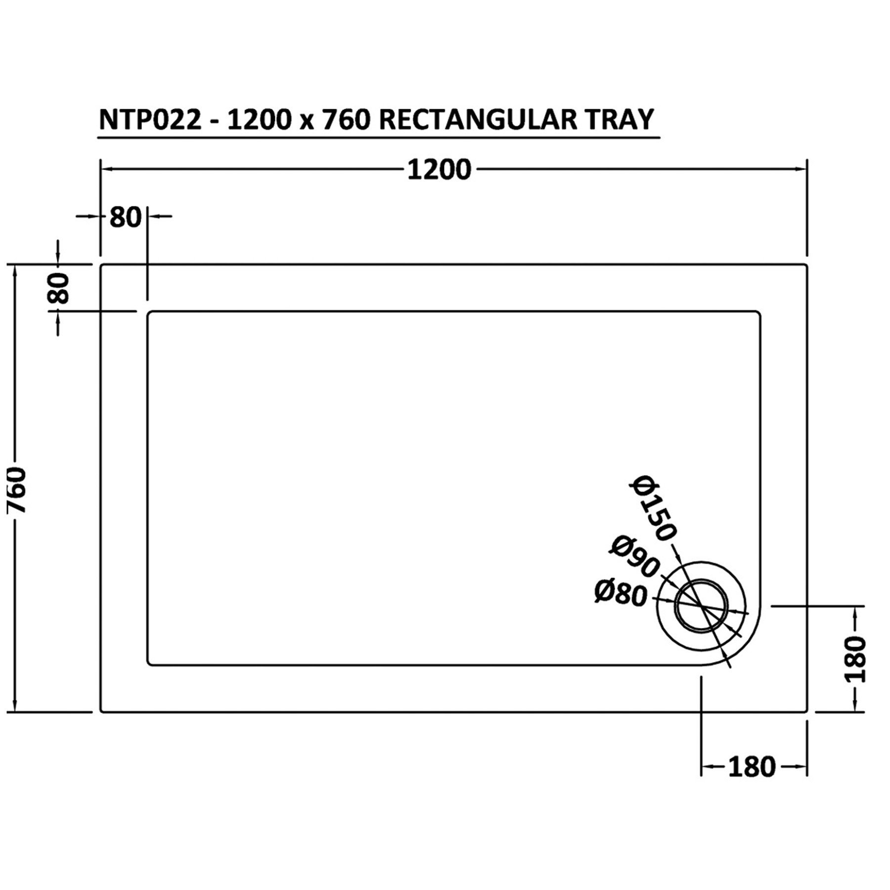 8mm 1200 x 760mm Walk In Shower Enclosure with Shower Tray + Flipper ...