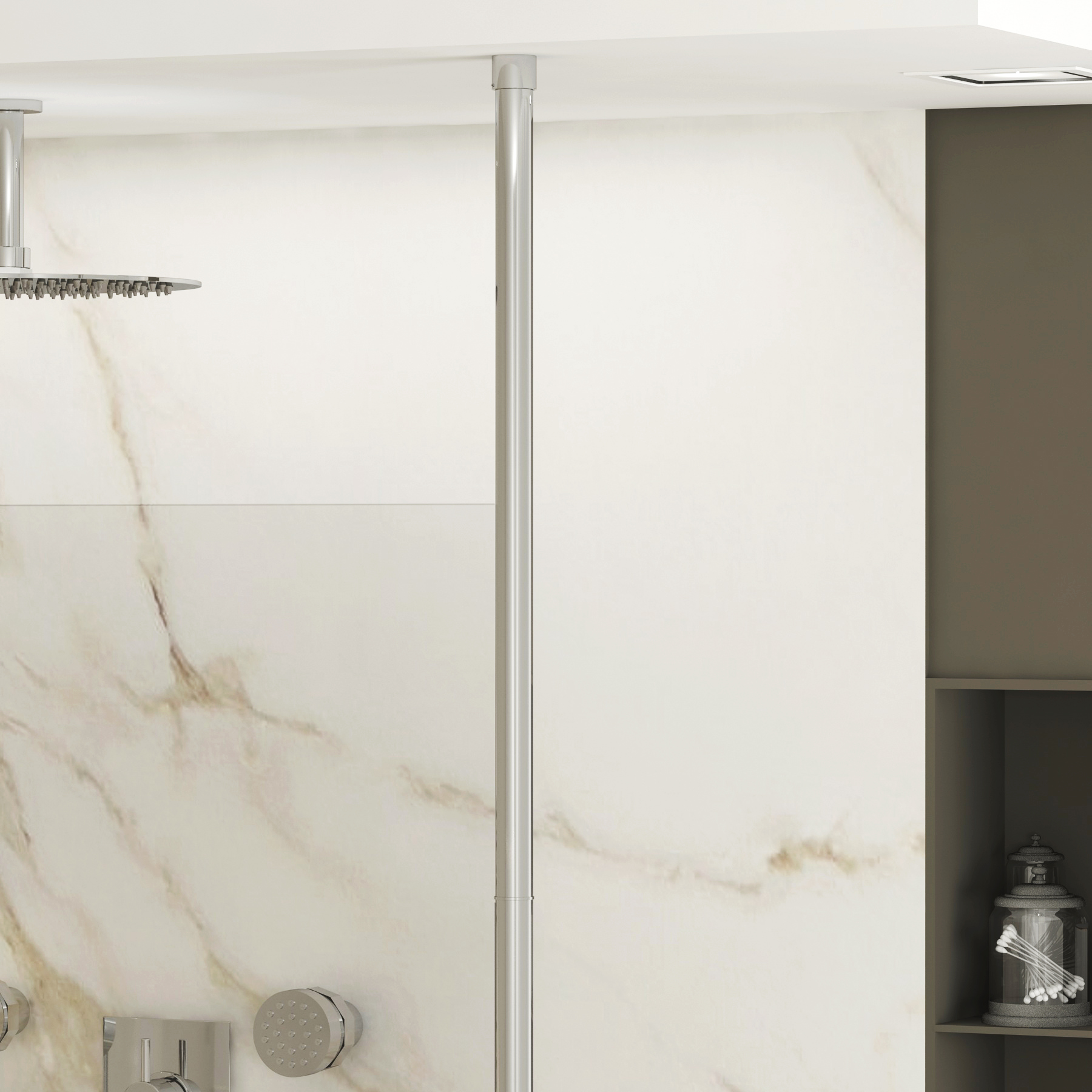 Marbella Walk Through Wet Room Shower Screen 8mm - 2 Chrome Ceiling ...