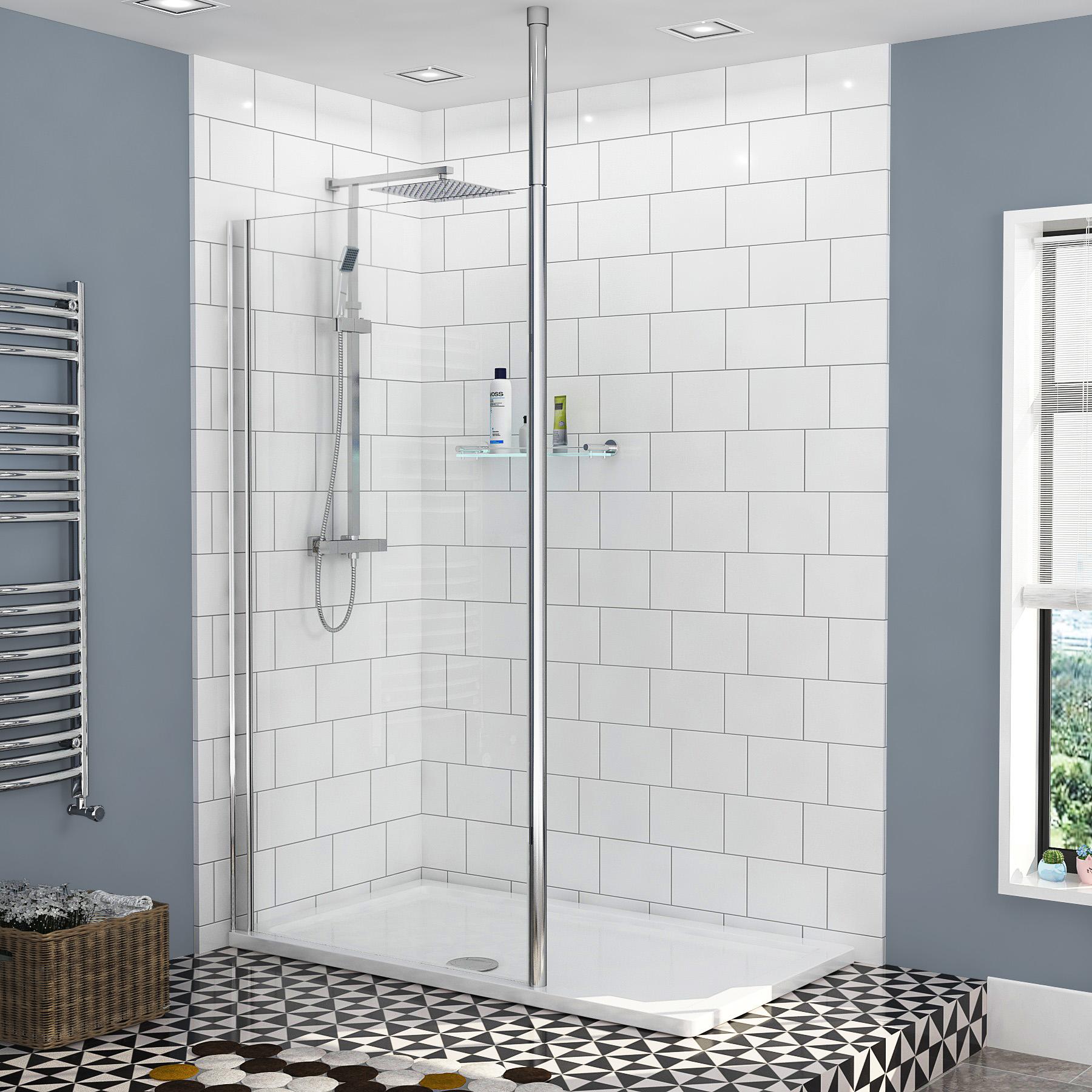 Marbella Wet Room Walk In Shower Screen + Ceiling Post - 8mm Easy Clean ...