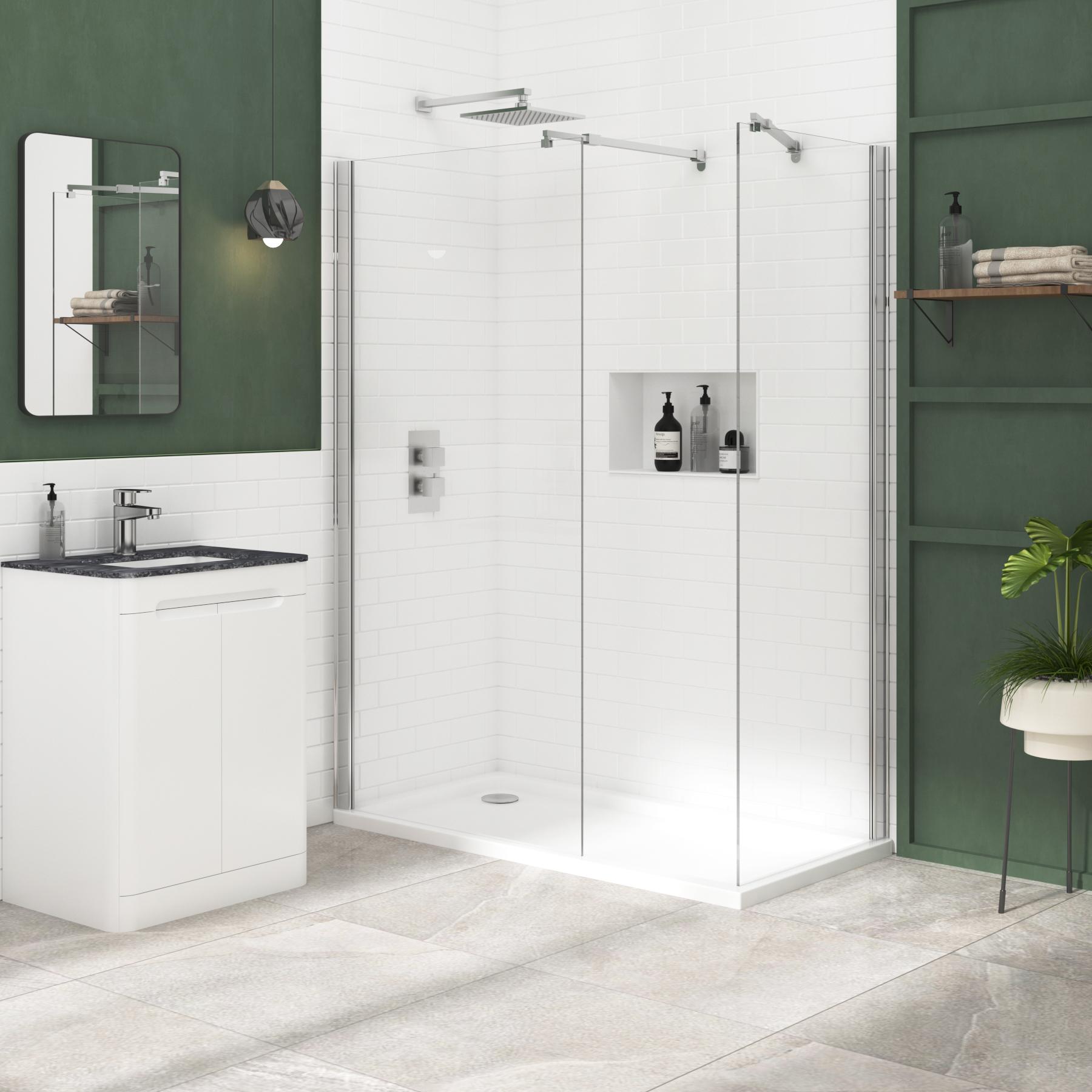 Marbella 8mm Walk In Shower Enclosure with Tray - Easy Clean Wet Room ...