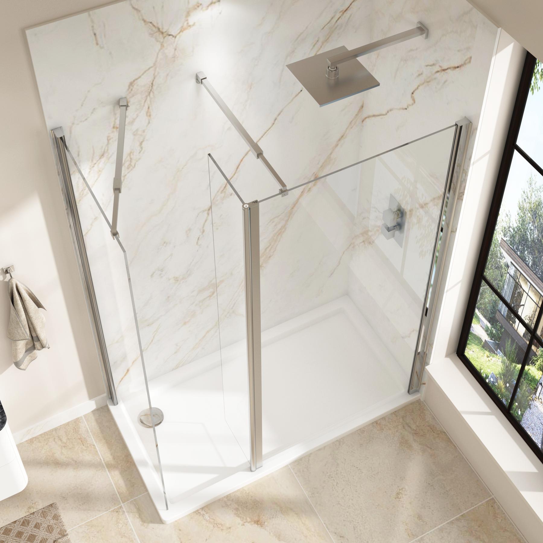 8mm 1200 x 760mm Walk In Shower Enclosure with Shower Tray + Flipper ...