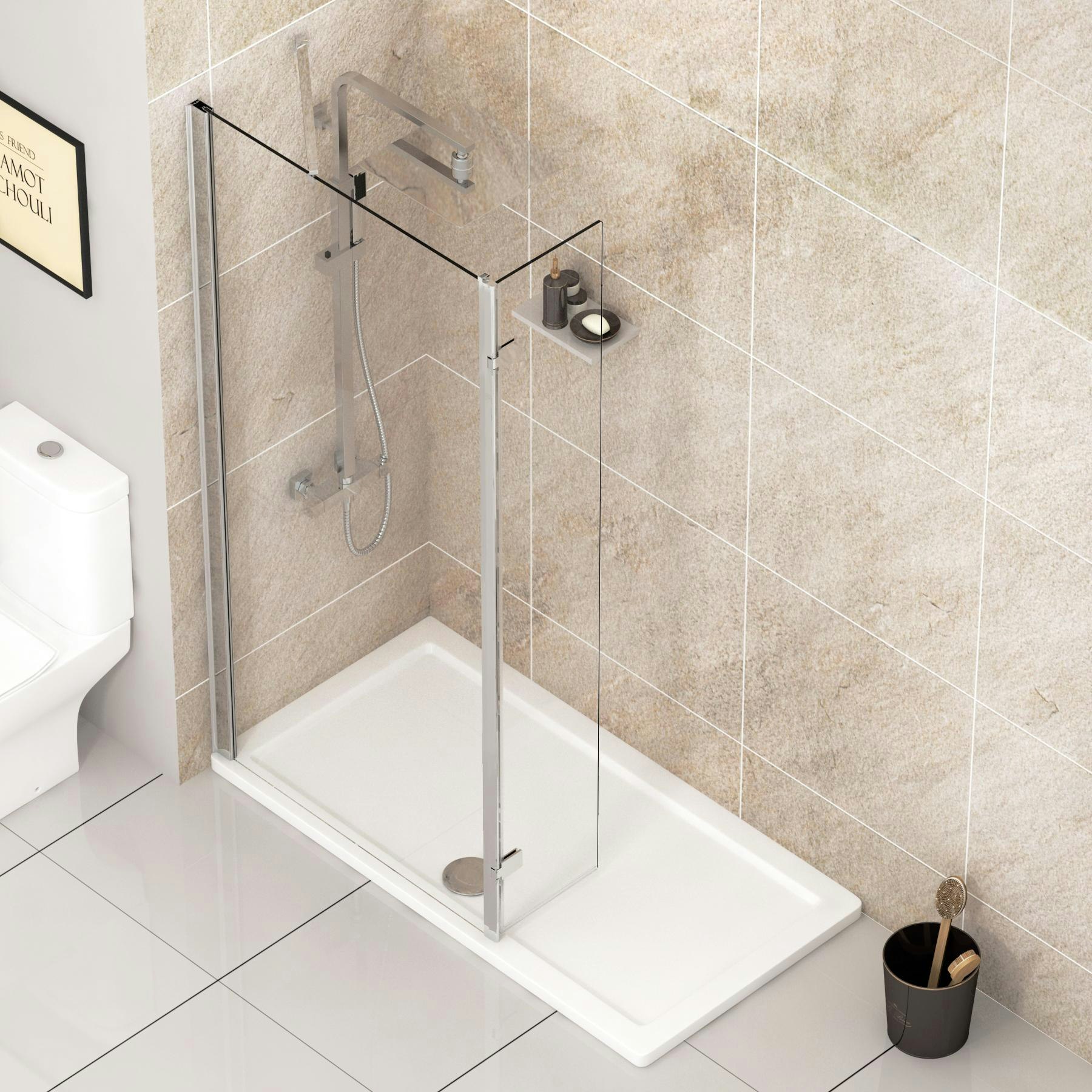 Marbella 8mm Marbella Wet Room Walk In Shower Screen + Hinged Panel ...