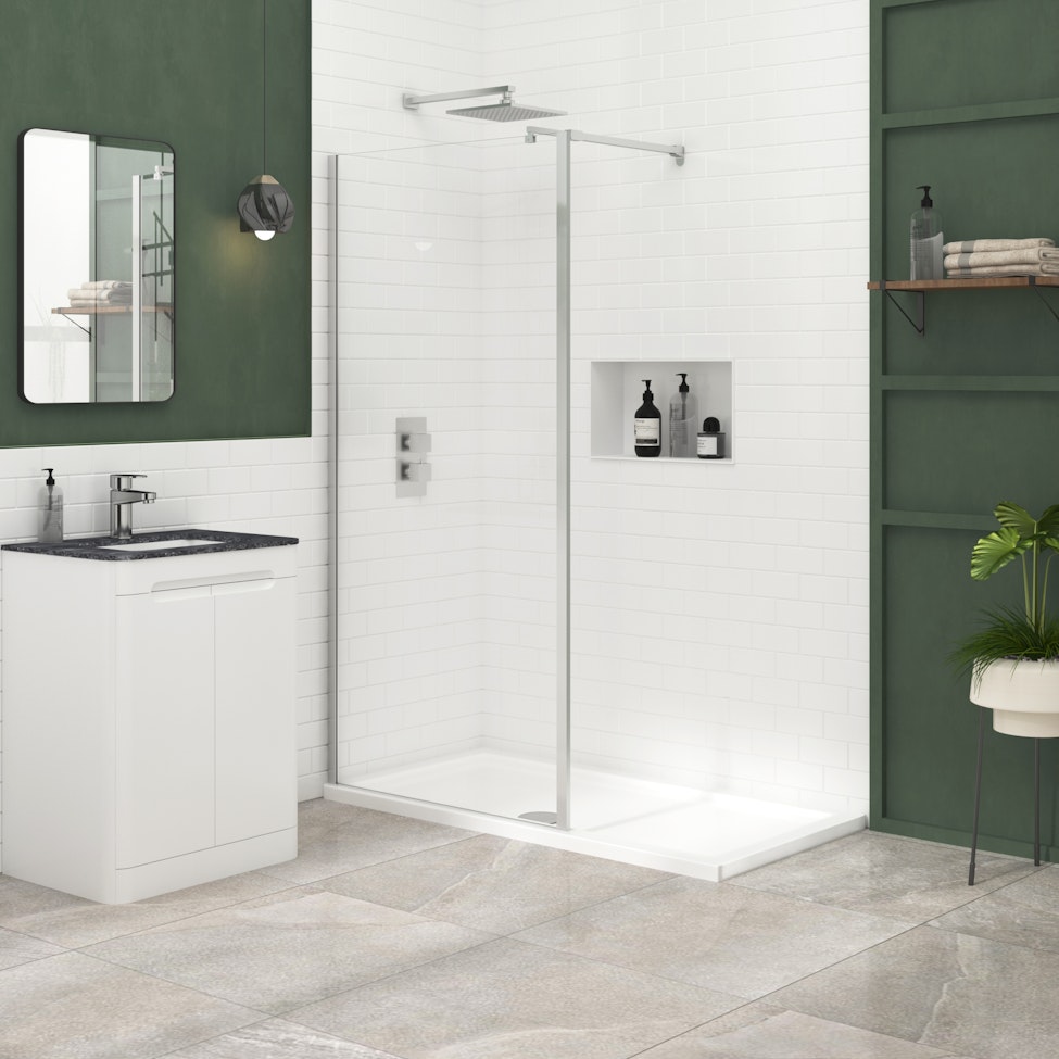Marbella 760mm Walk In Wet Room Shower Screen With Outer Frame 8mm Easy