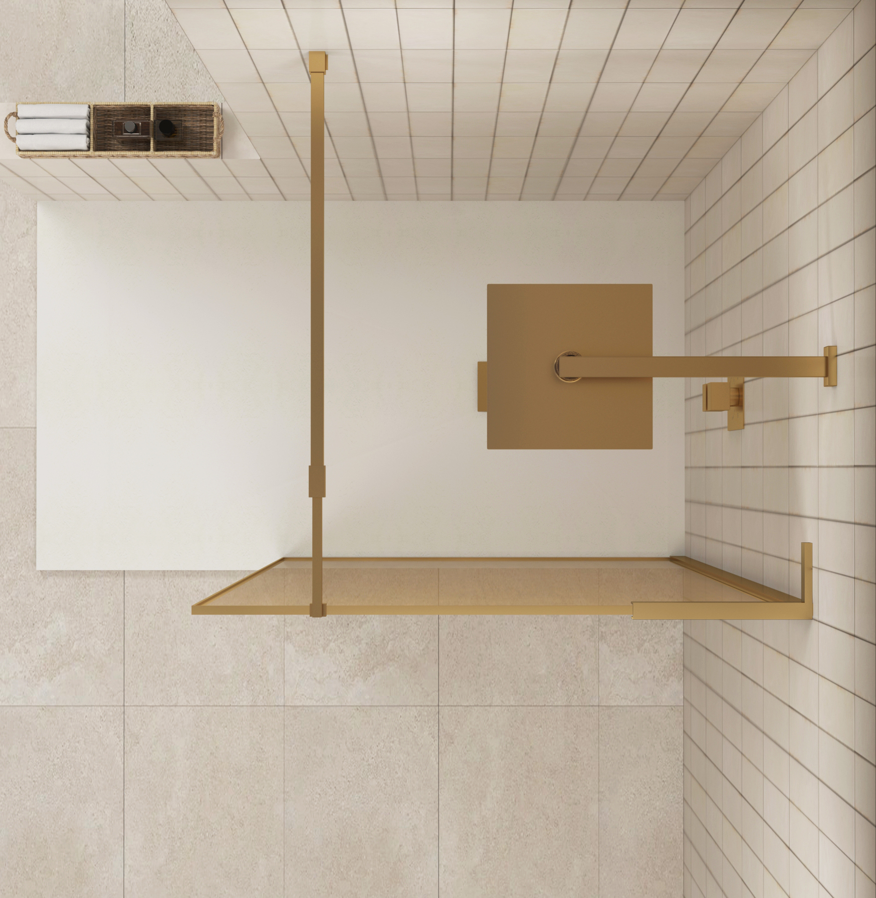 Regal Walk In Wet Room Shower Screen Stainless Steel with Brushed Brass ...