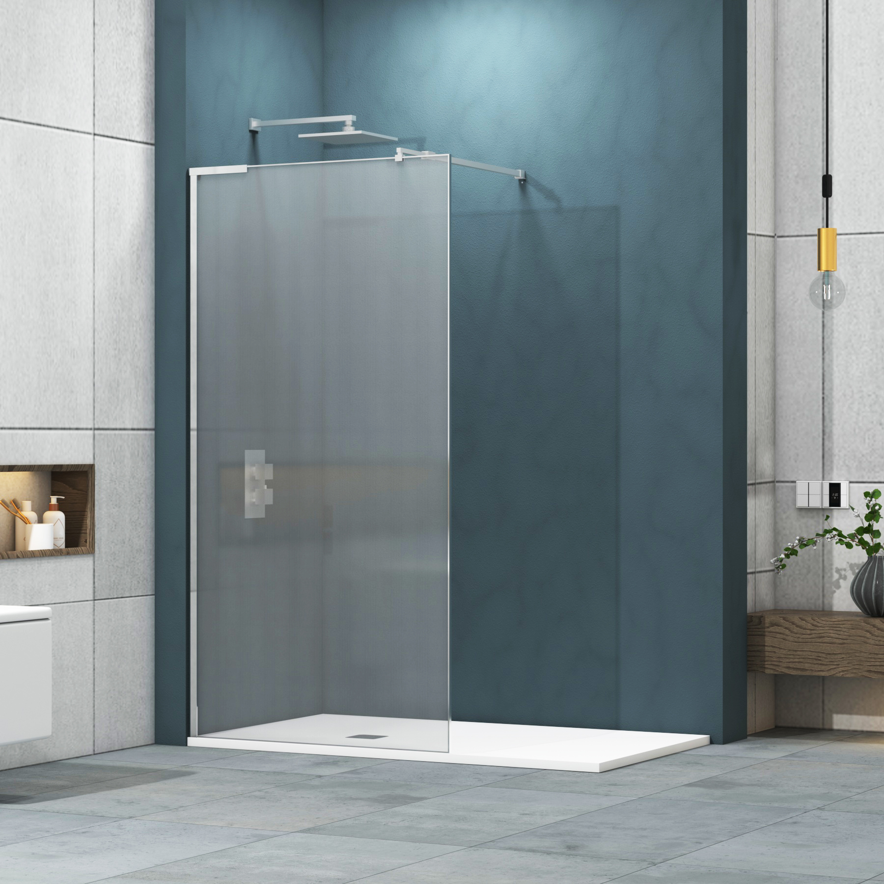 Regal 760mm L/H Walk In Wet Room Shower Screen Stainless Steel with ...