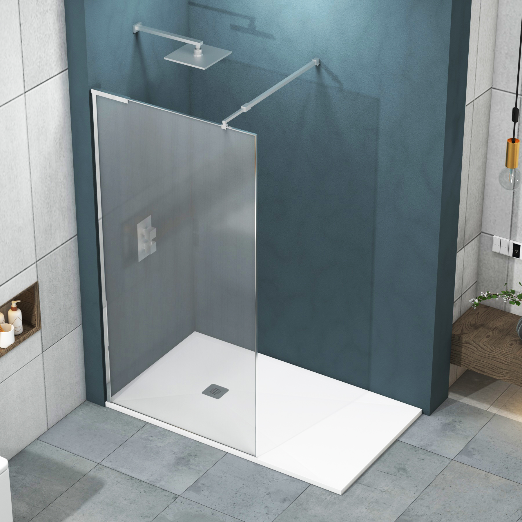 Regal 760mm L/H Walk In Wet Room Shower Screen Stainless Steel with ...