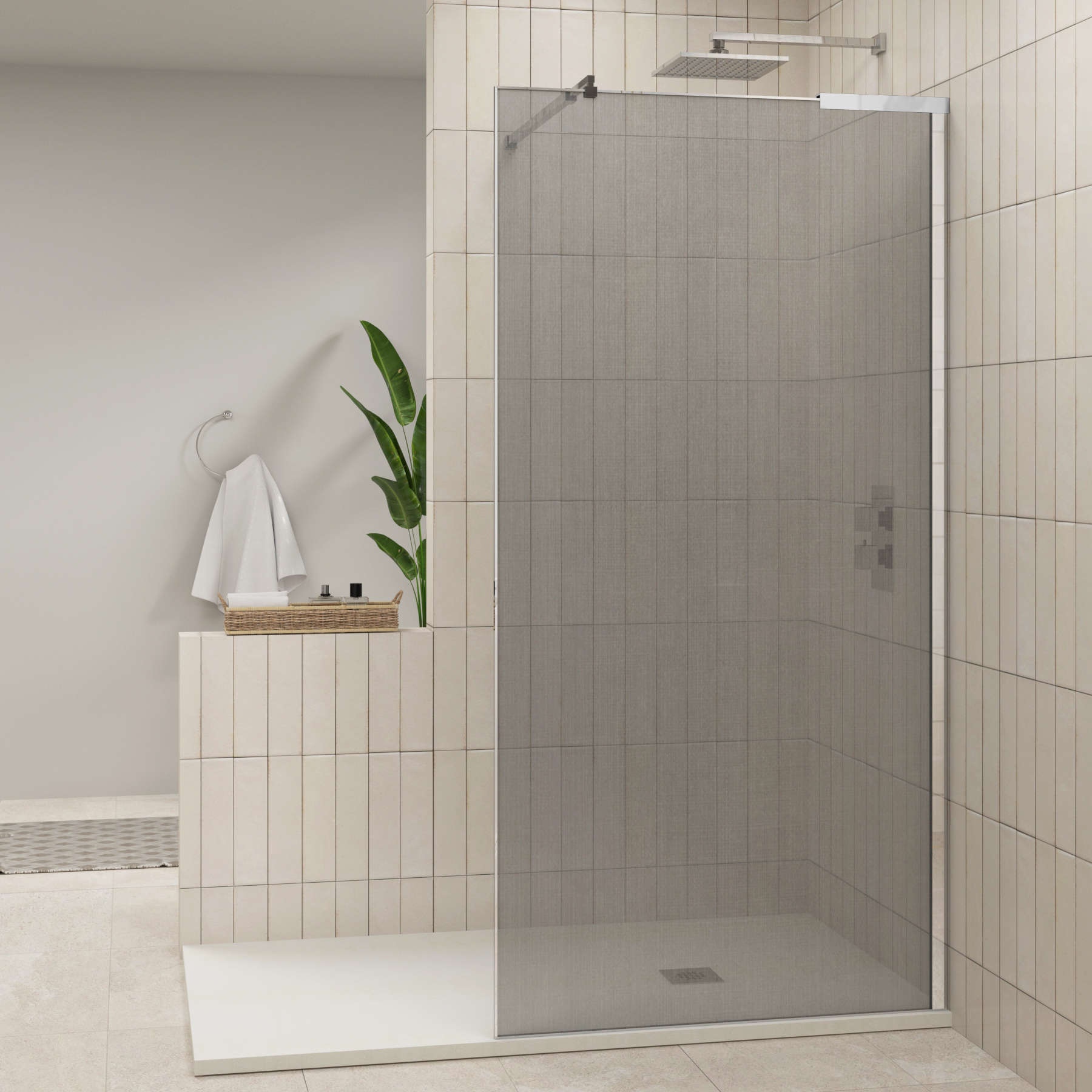 Regal Walk In Wet Room Shower Screen Stainless Steel with Silver Mesh ...