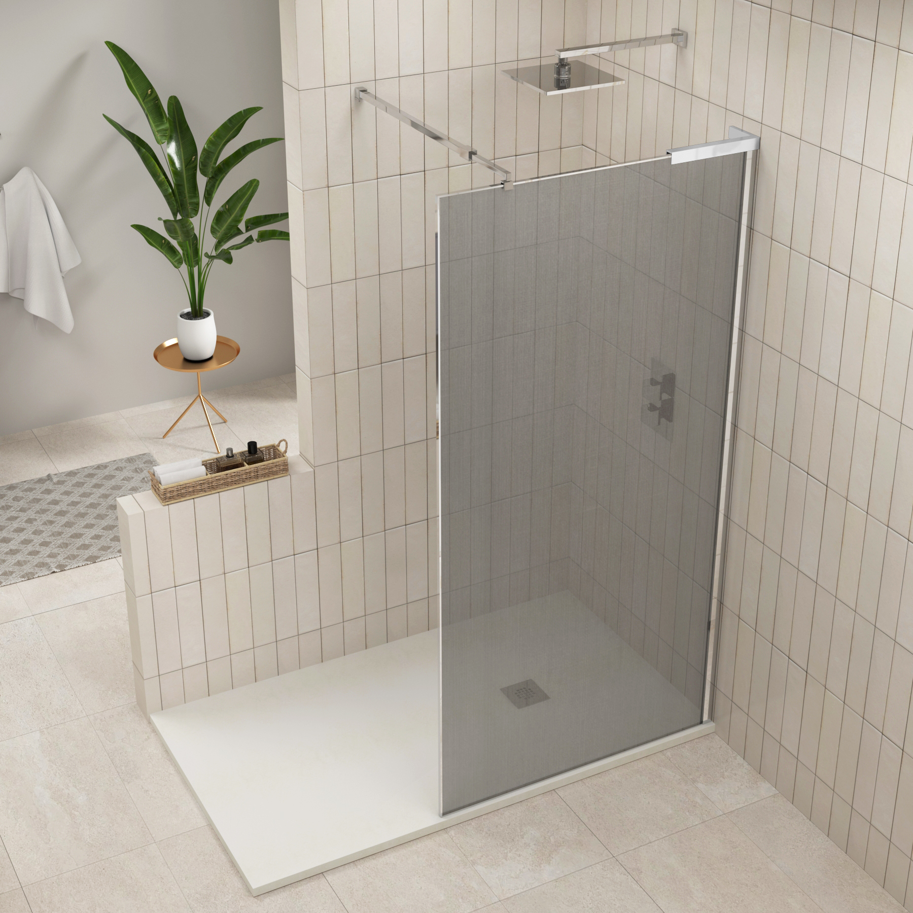Regal Walk In Wet Room Shower Screen Stainless Steel with Silver Mesh ...