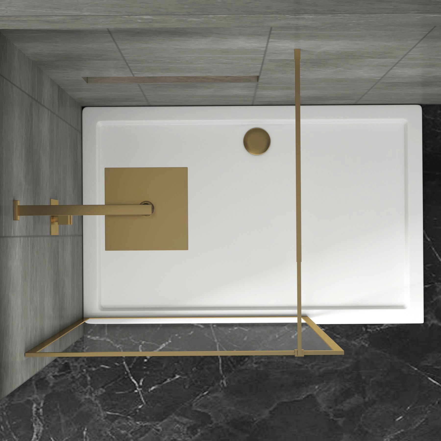 Luxor 8mm Walk In Wet Room Shower Screen With Brushed Brass Frame