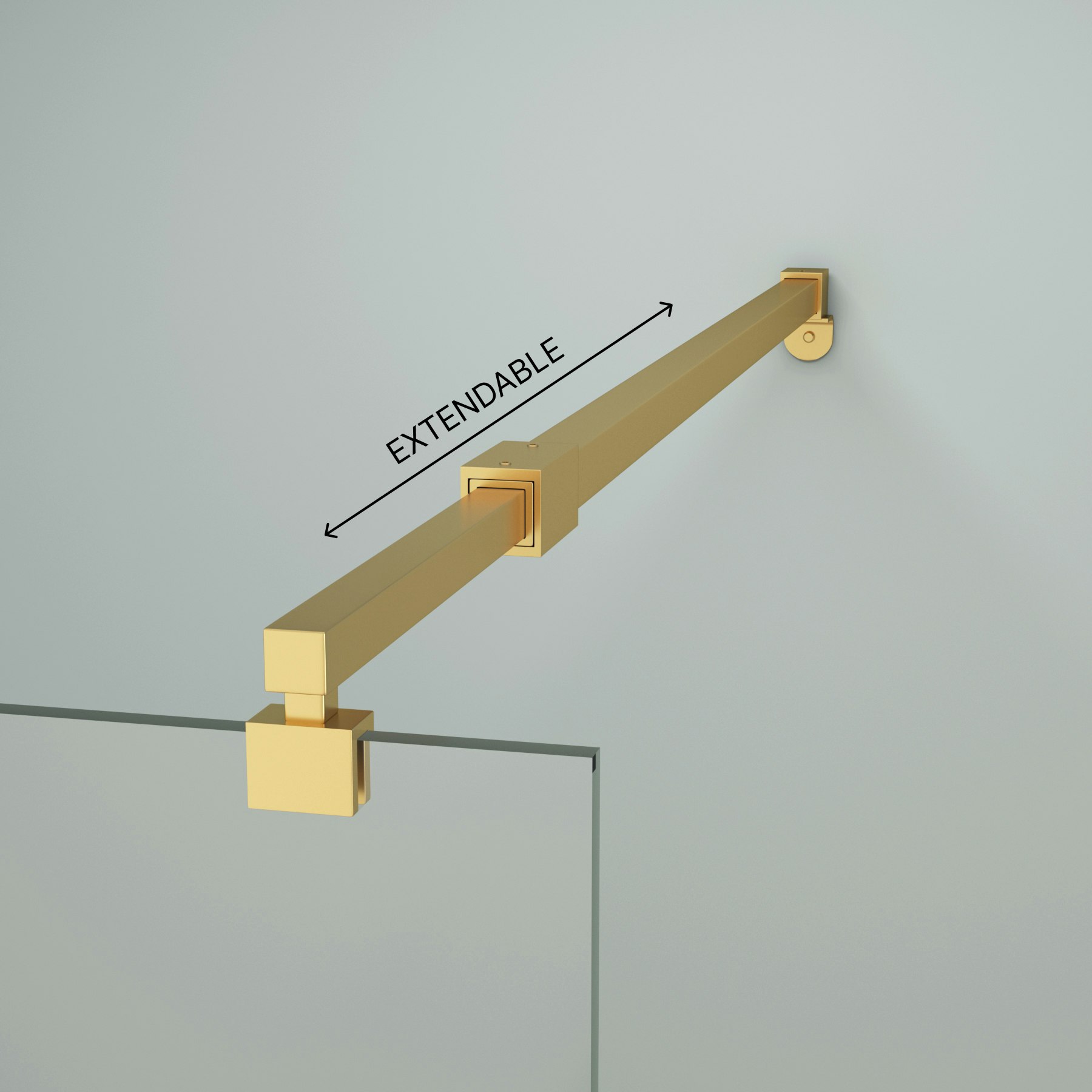 Marbella 300mm Brushed Brass Wet Room Flipper Panel For Shower Screen