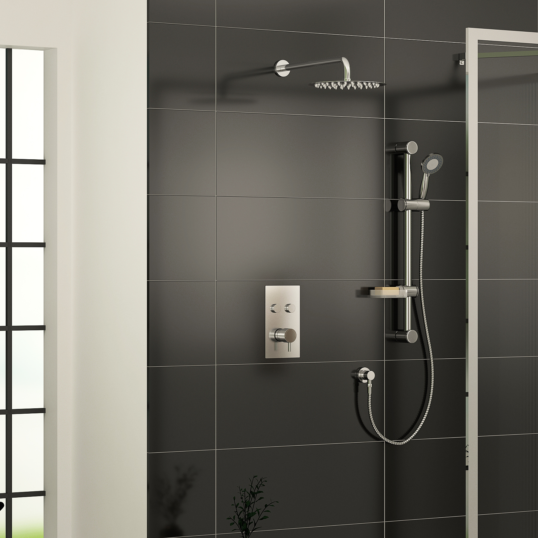 Nova Twin Push Button Thermostatic Shower Mixer with Slide Rail Kit ...